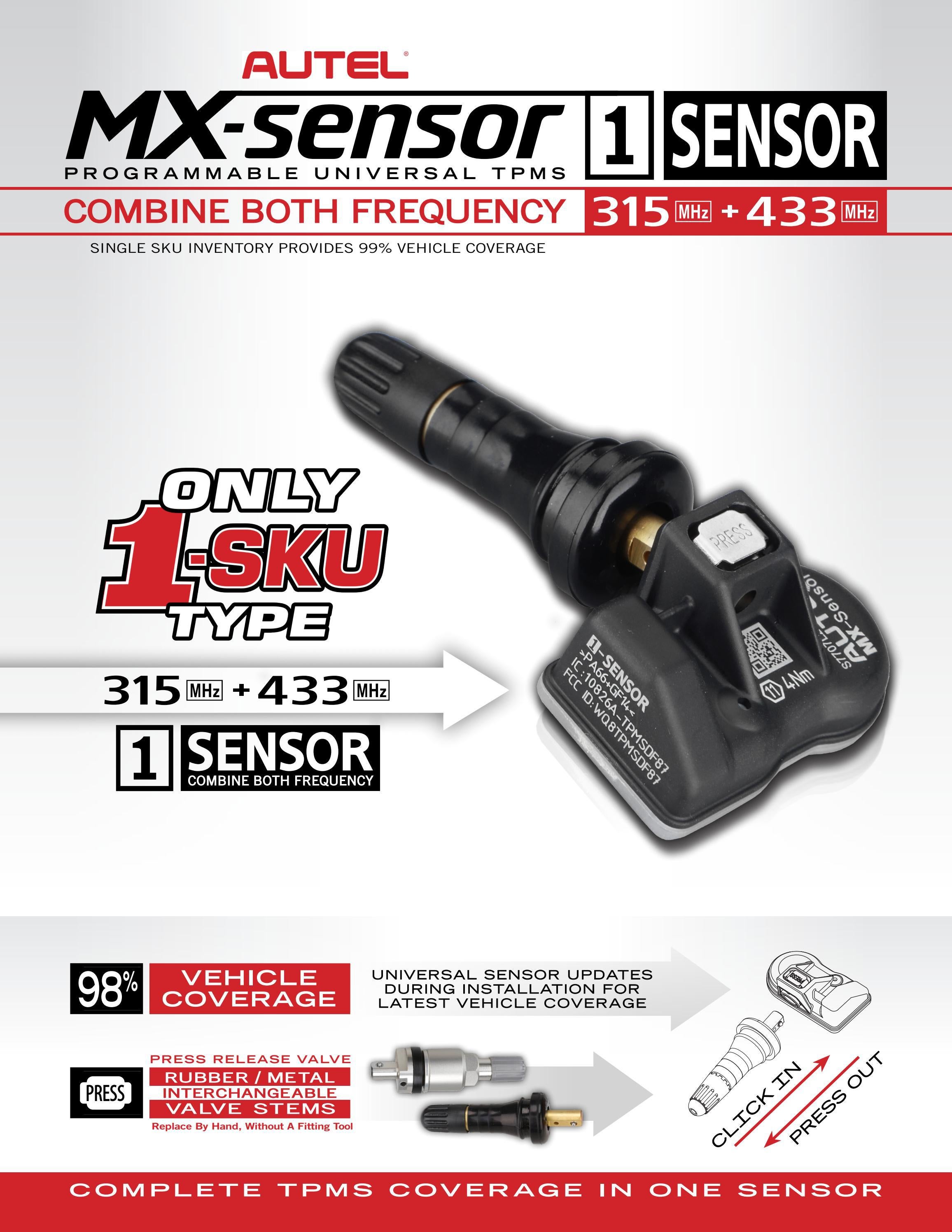 AUTEL MX_sensor 1_ sensor programmable universal TPMS مستشعر TPMS ...