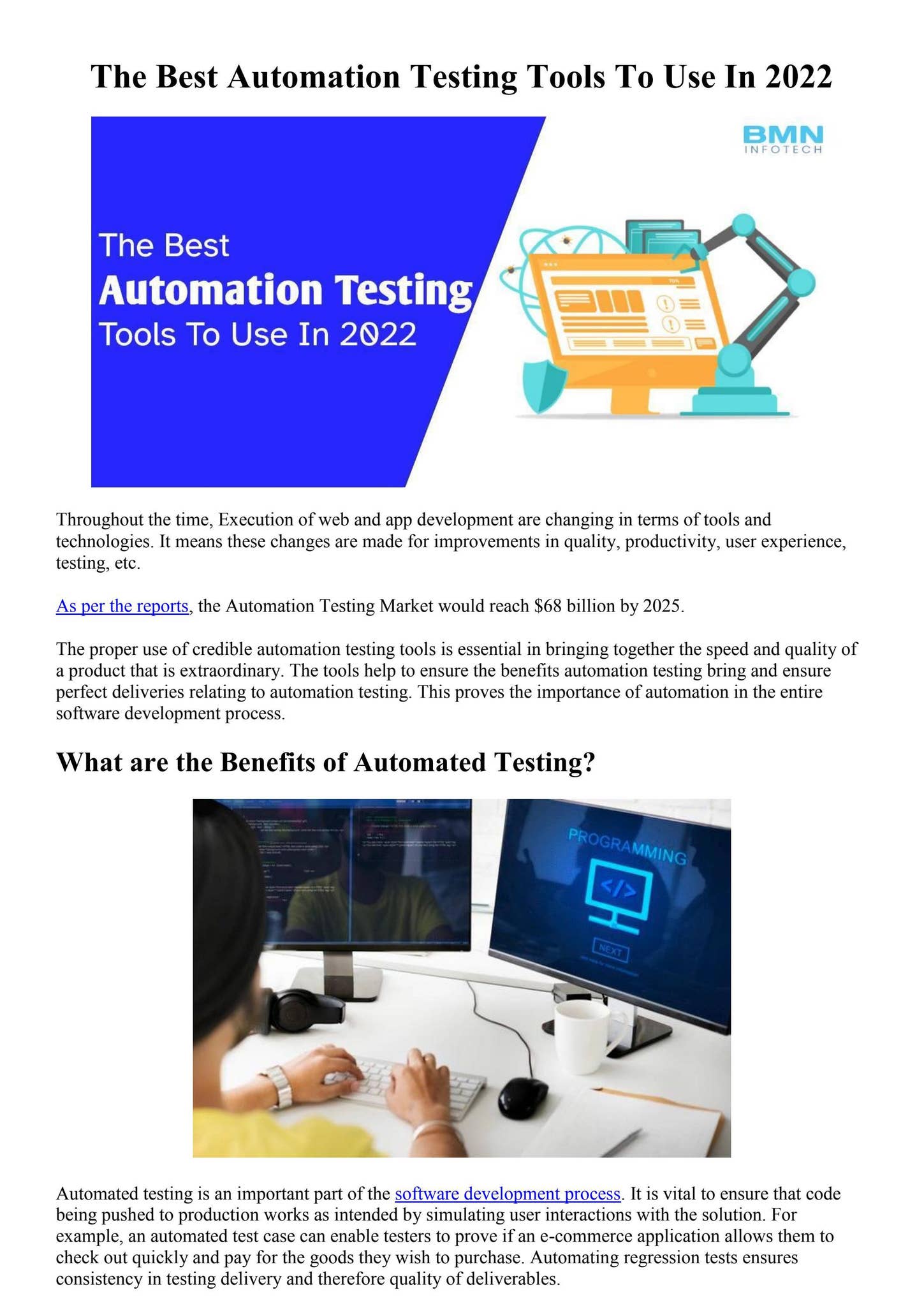 The Best Automation Testing Tools To Use In 2022 | BMN Infotech by ...