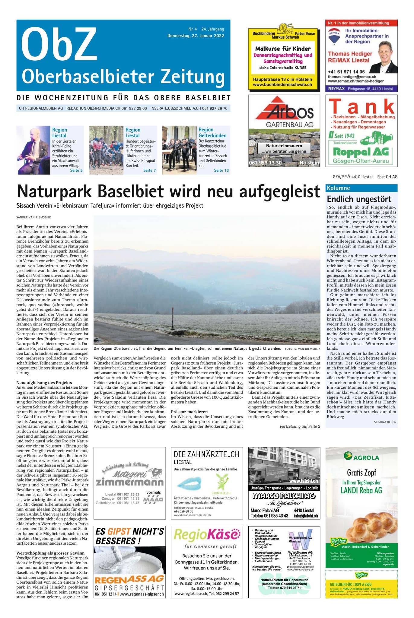 Oberbaselbieter Zeitung vom 27. Januar 2022 by AZ-Anzeiger - Issuu