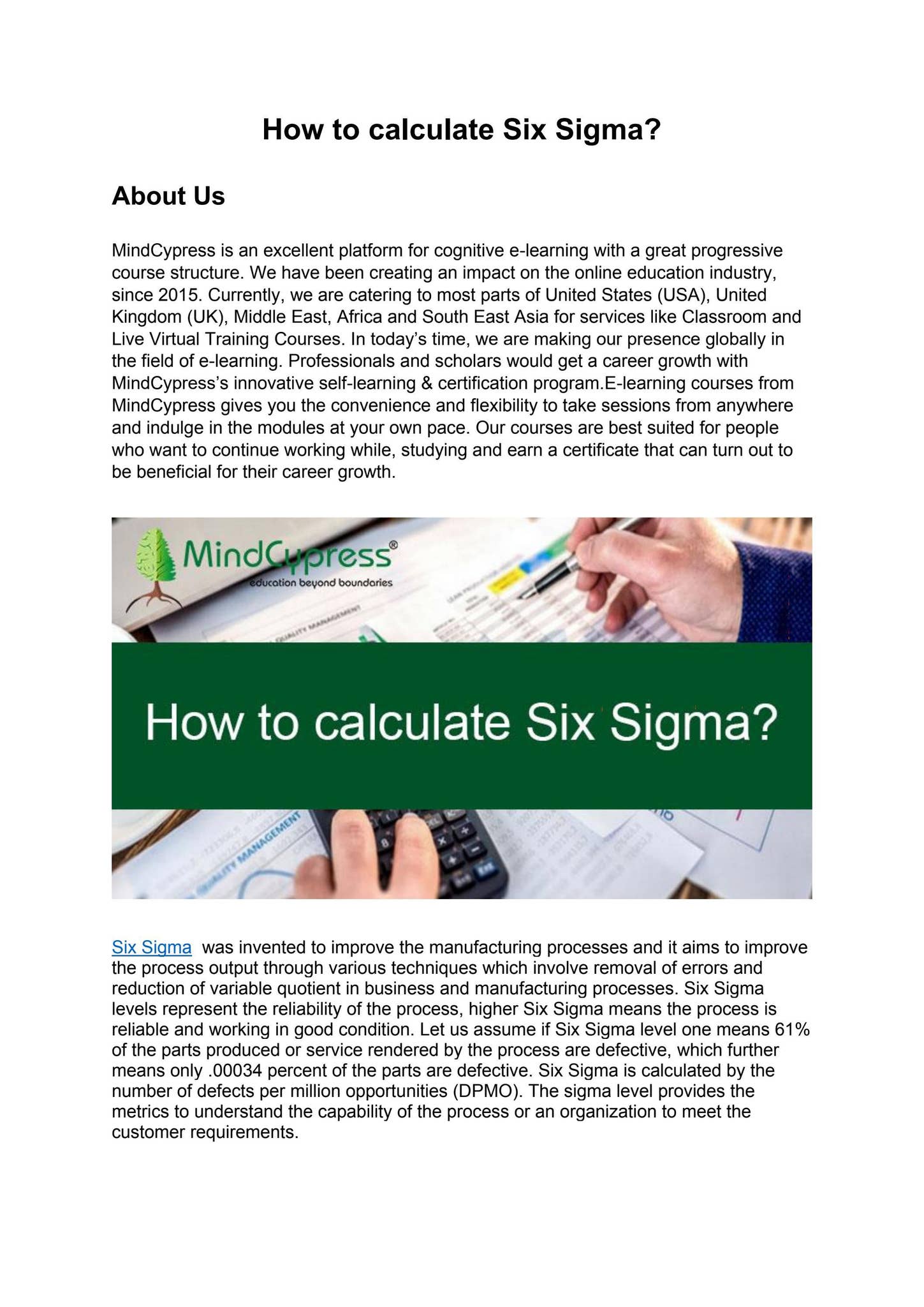 How to calculate Six Sigma? by MindCypress - Issuu