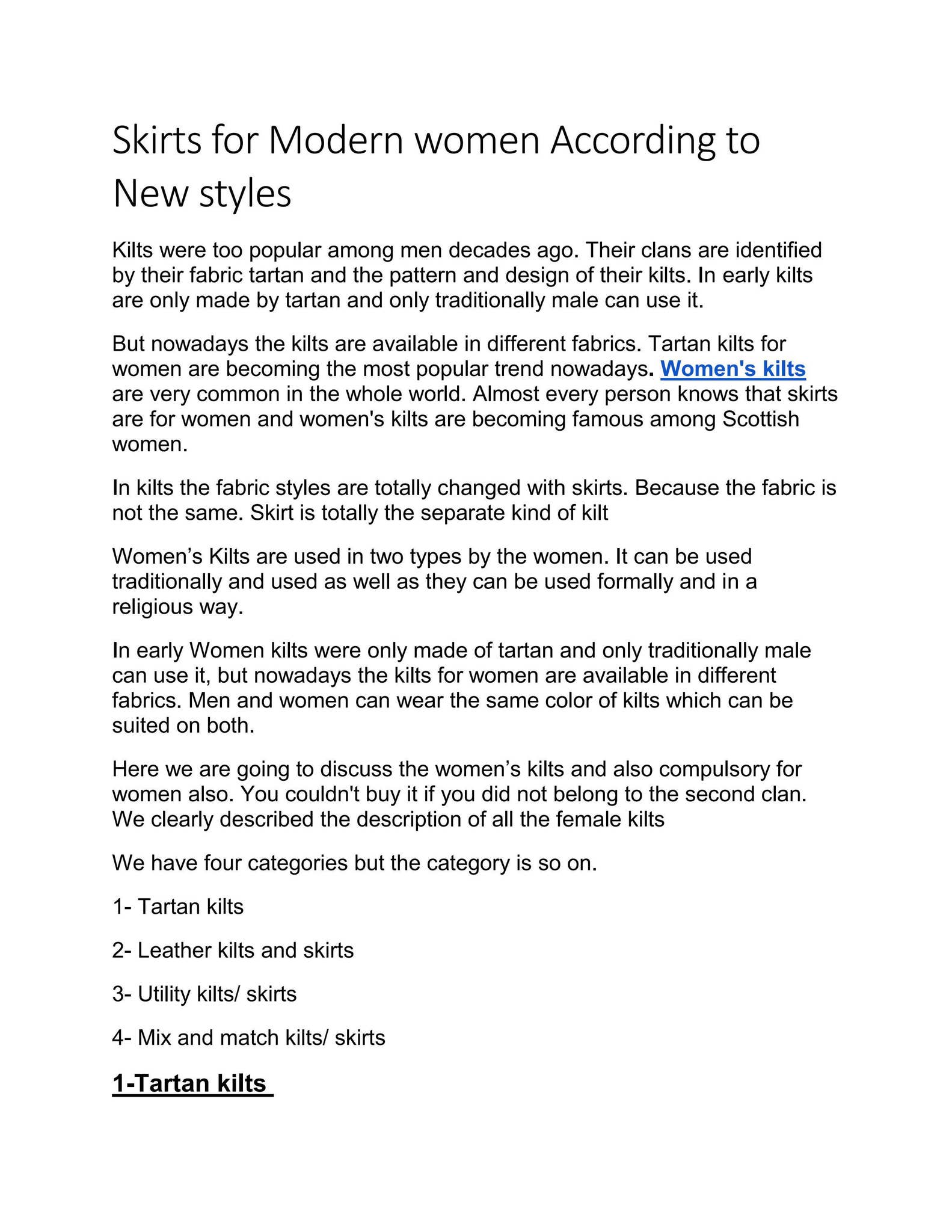 Skirts for Modern women According to New styles by Scottish Kilt - Issuu