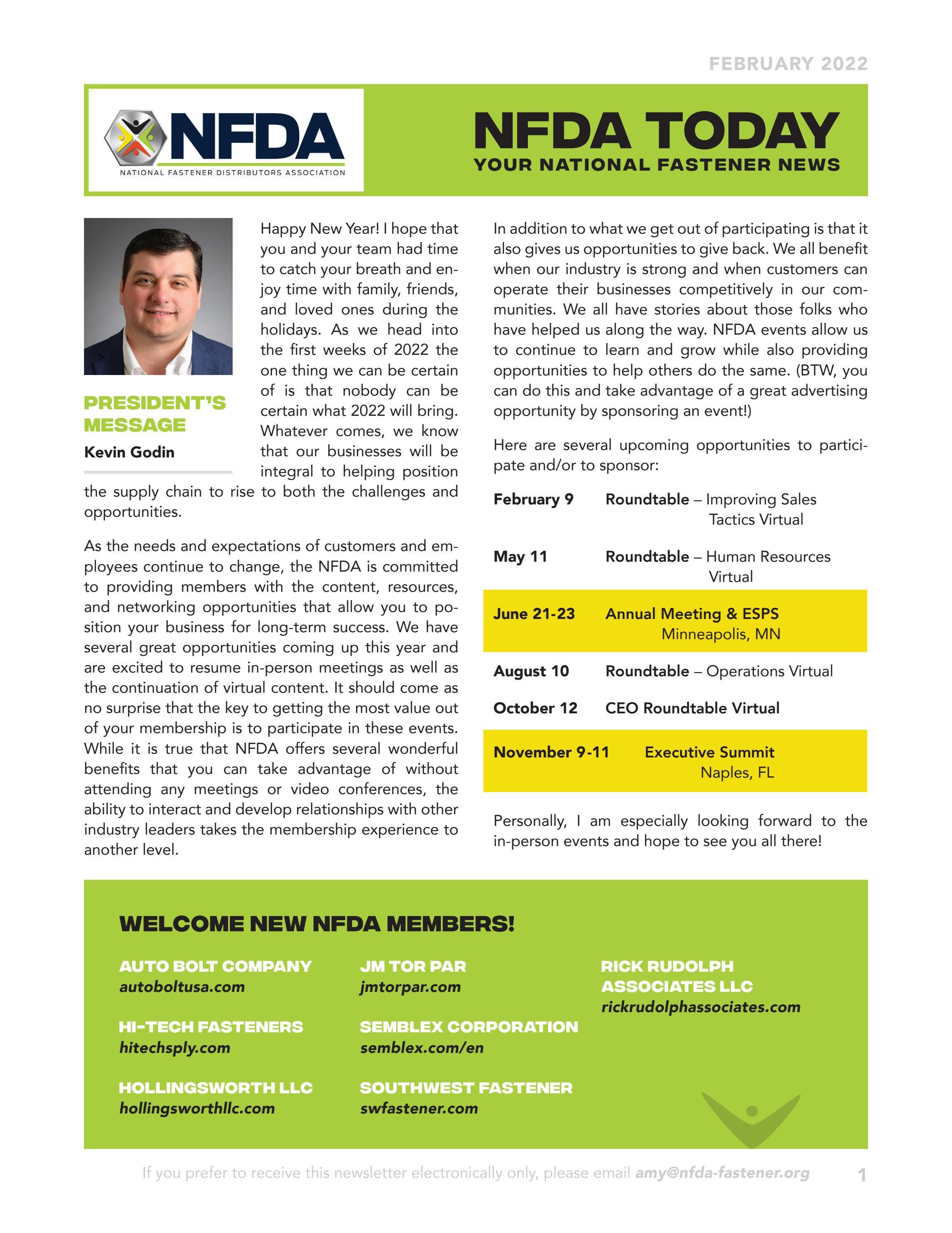 February 2022 NFDA Today by National Fastener Distributors Association - Issuu