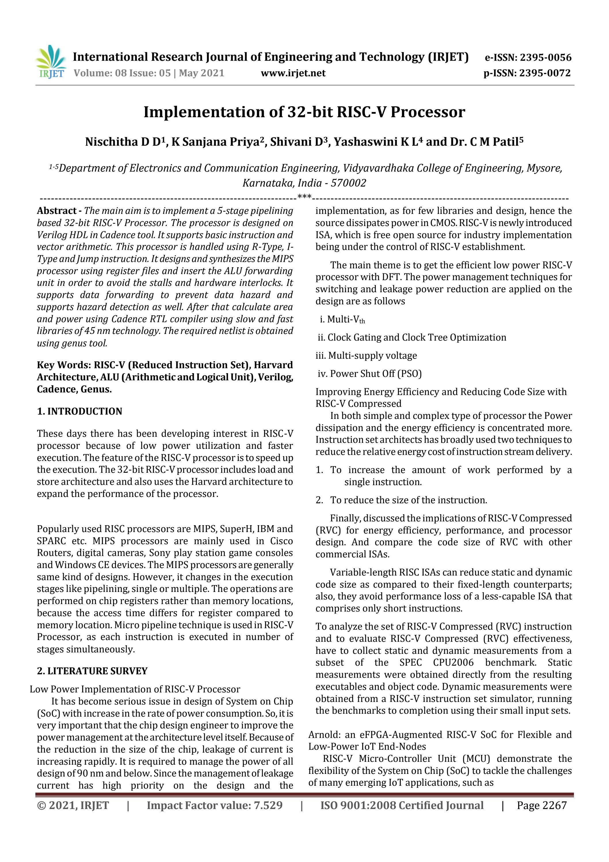IRJET- Implementation of 32-Bit RISC-V Processor by IRJET Journal - Issuu