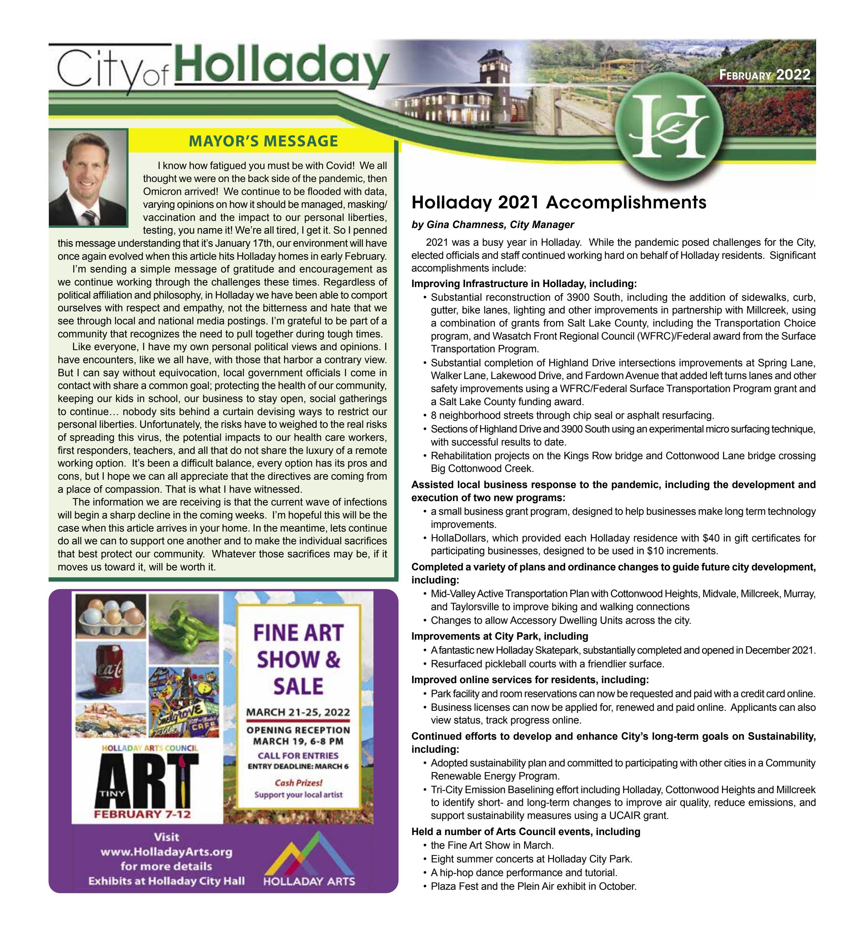Holladay City Newsletter | February 2022 by The City Journals - Issuu