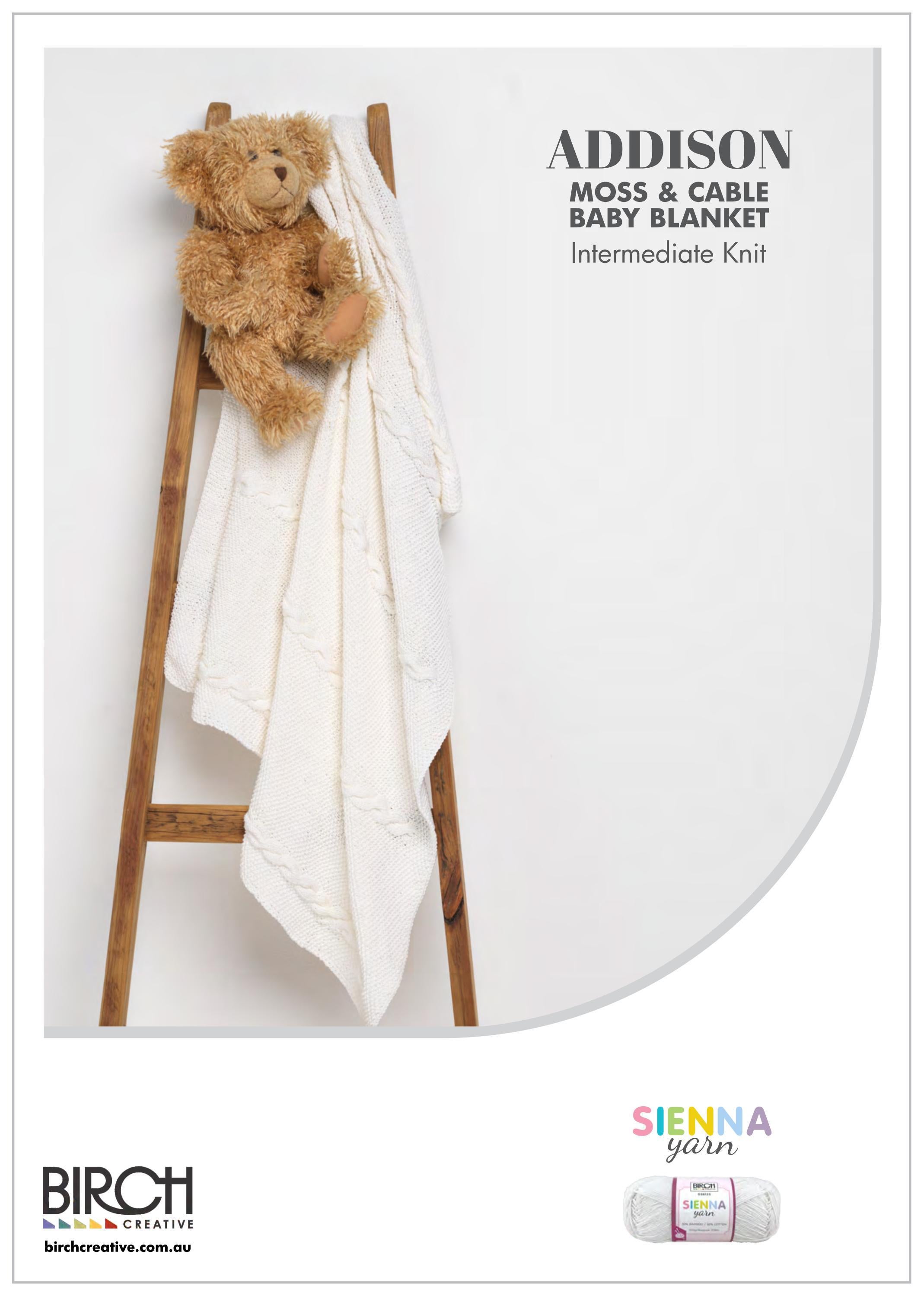 FREE PATTERN - Birch Creative Addison Moss & Cable Baby Blanket by ...