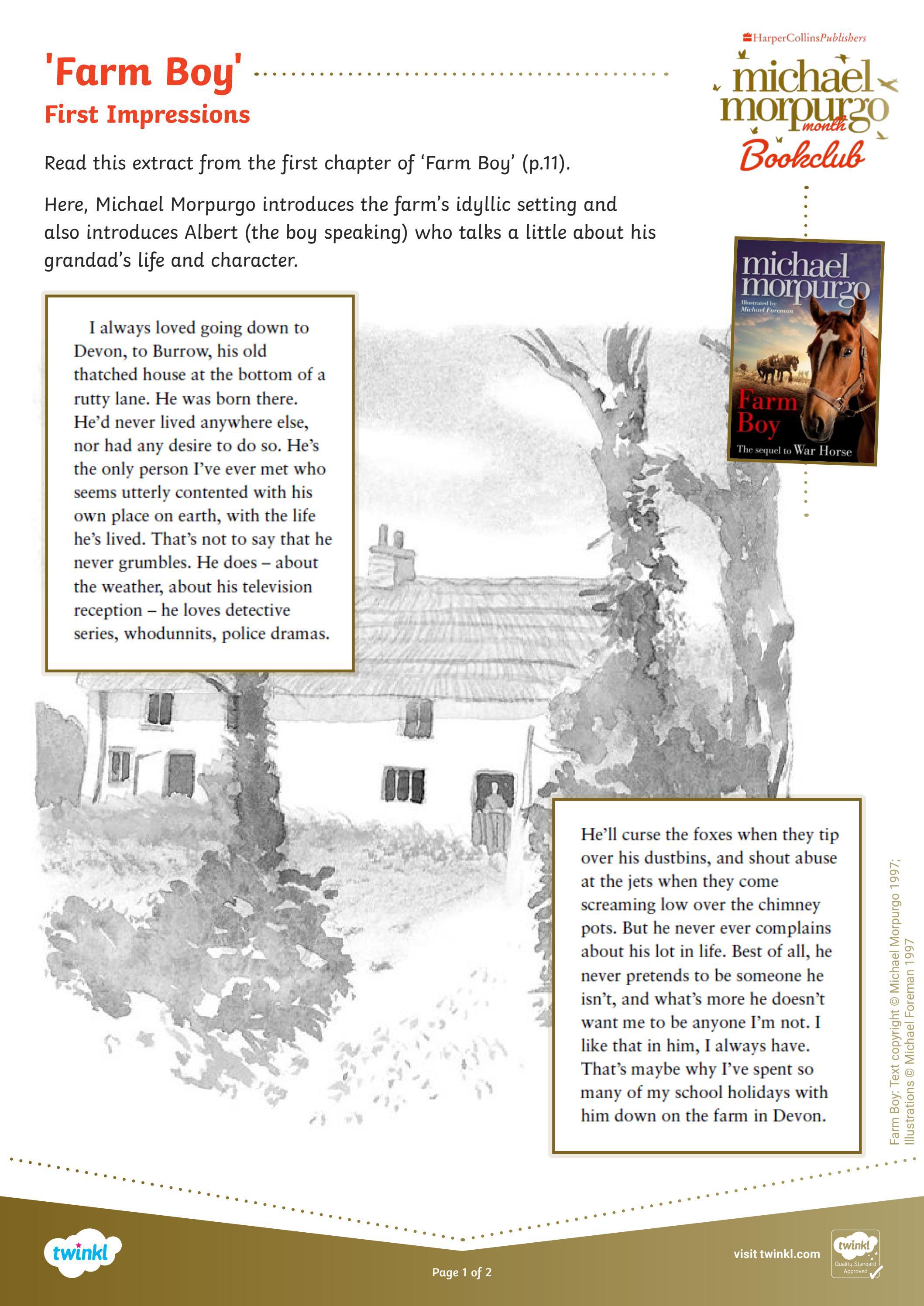 Farm Boy by Michael Morpurgo - Activity Pack by Twinkl by ...