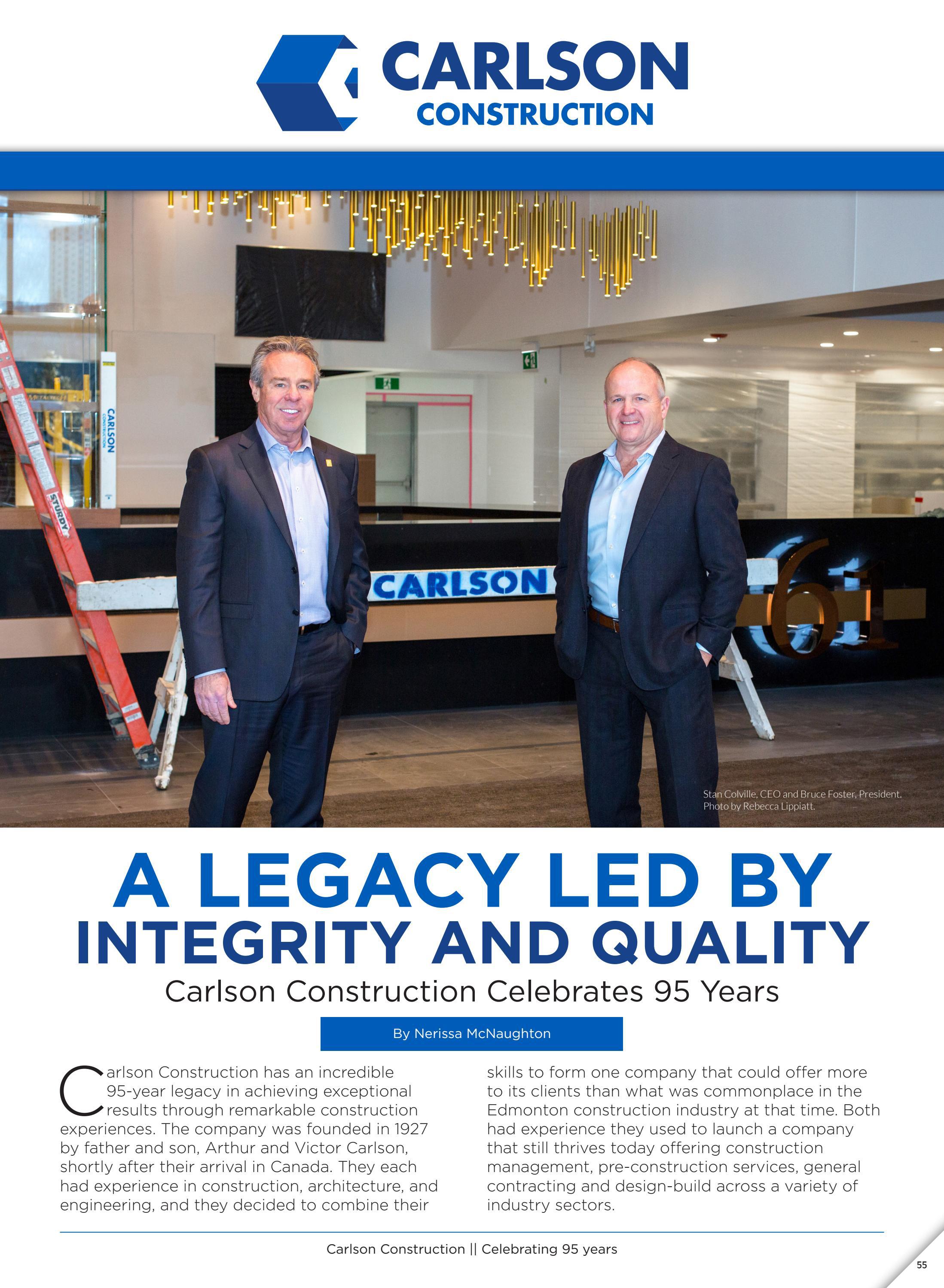Carlson Construction - Celebrating 95 Years by Business in Calgary - Issuu