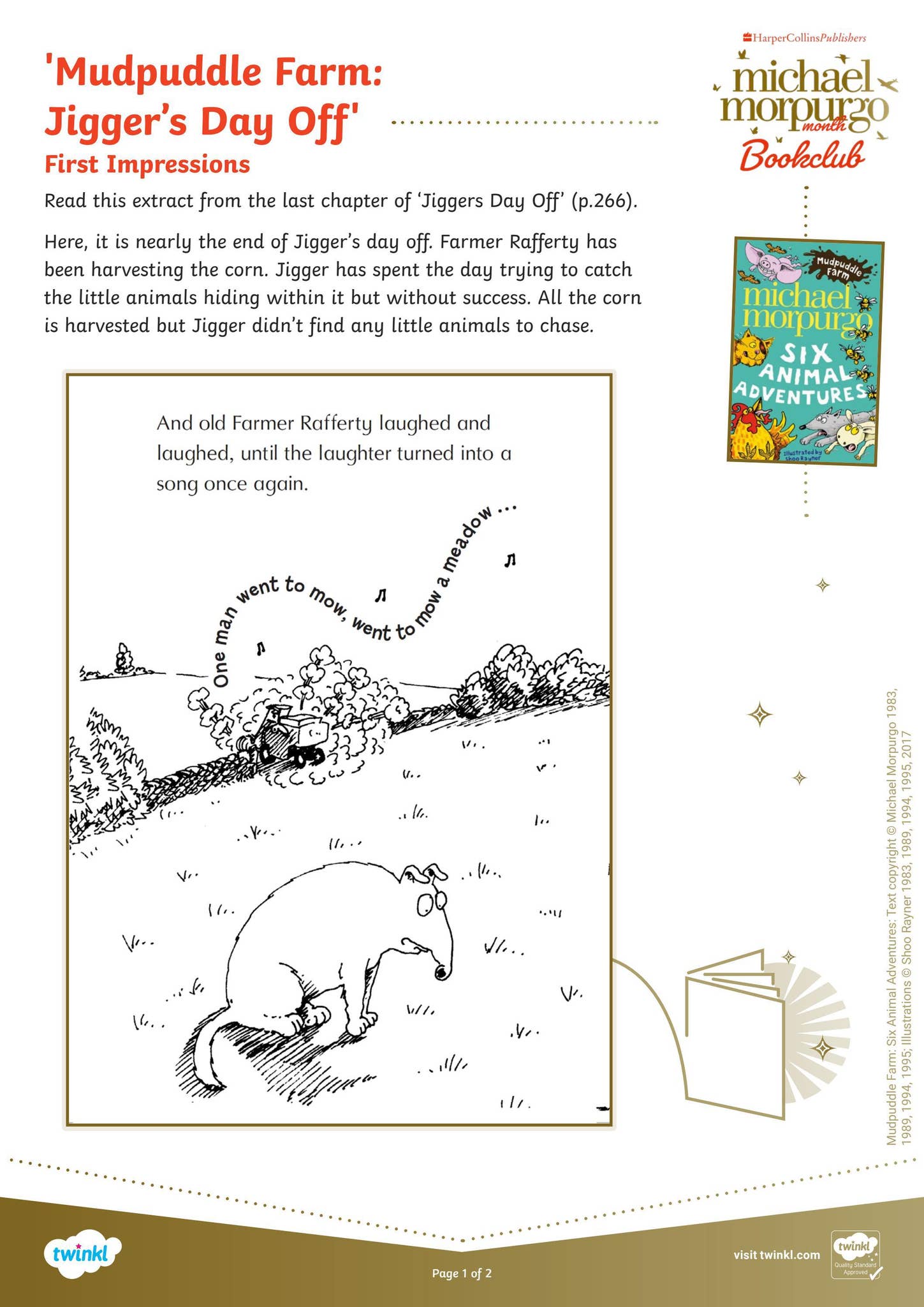 Mudpuddle Farm: Jigger's Day Off - Activity Pack by ...