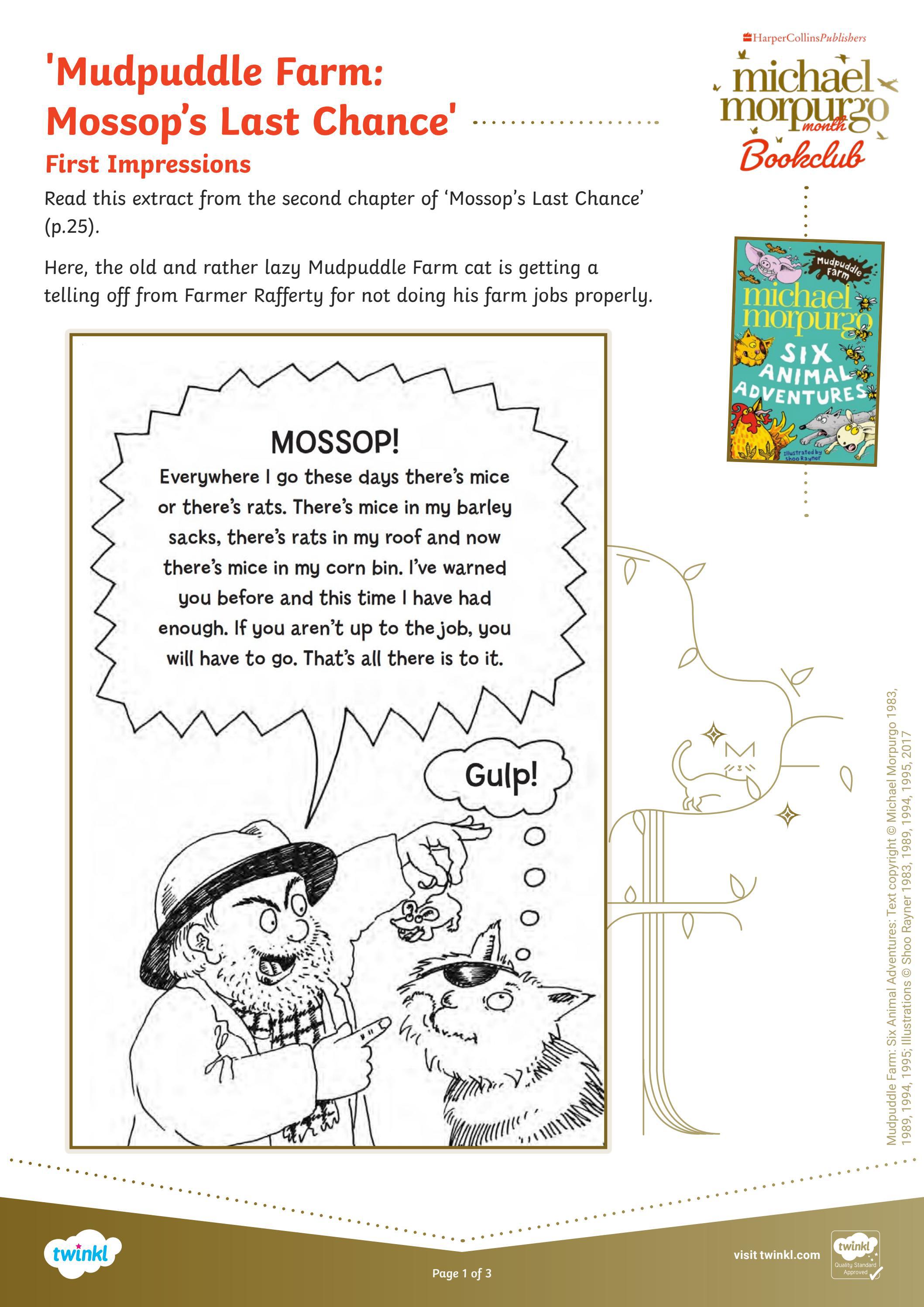 Mudpuddle Farm: Mossop's Last Chance - Activity Pack by ...