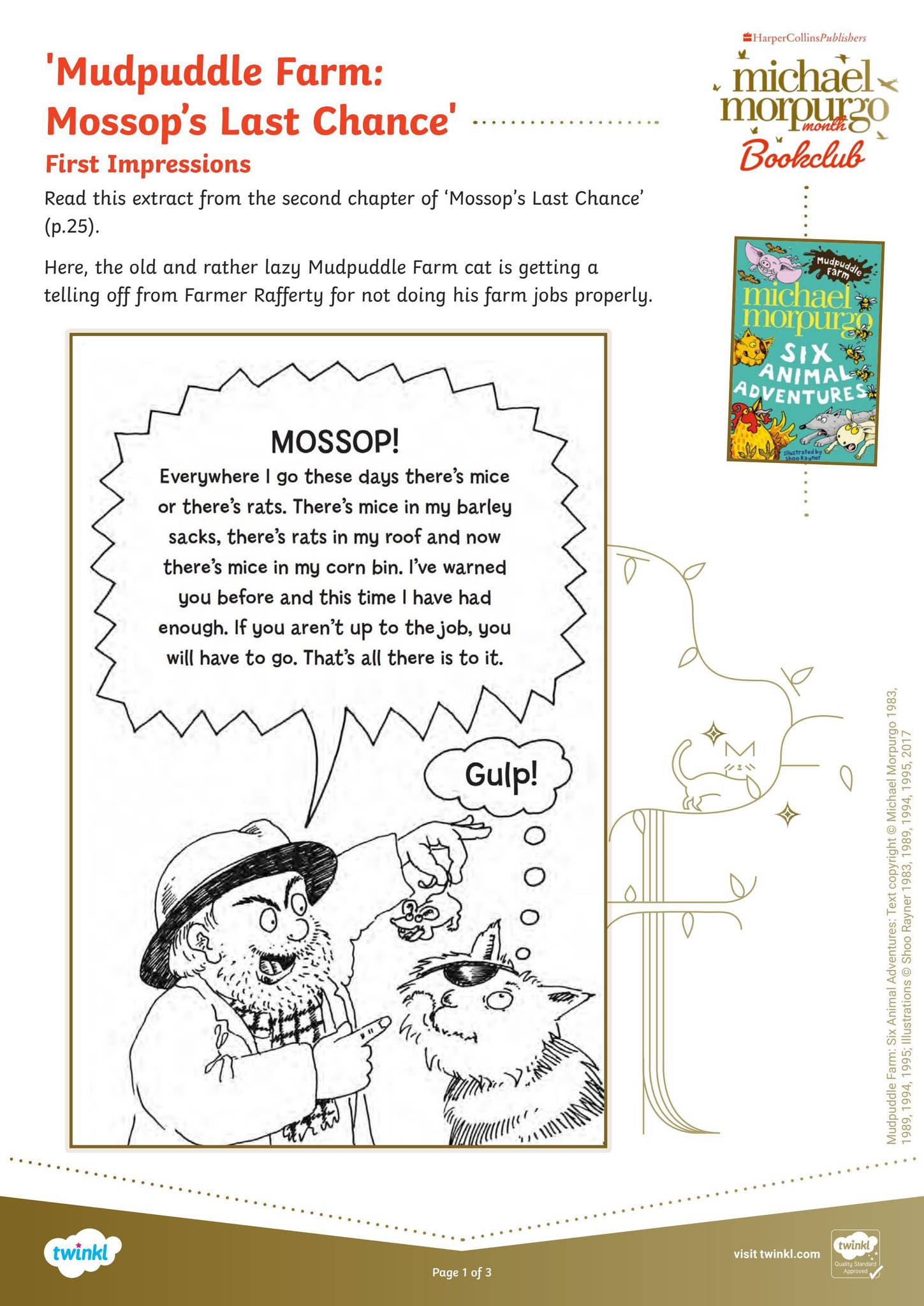 Mudpuddle Farm: Mossop's Last Chance - Activity Pack by ...