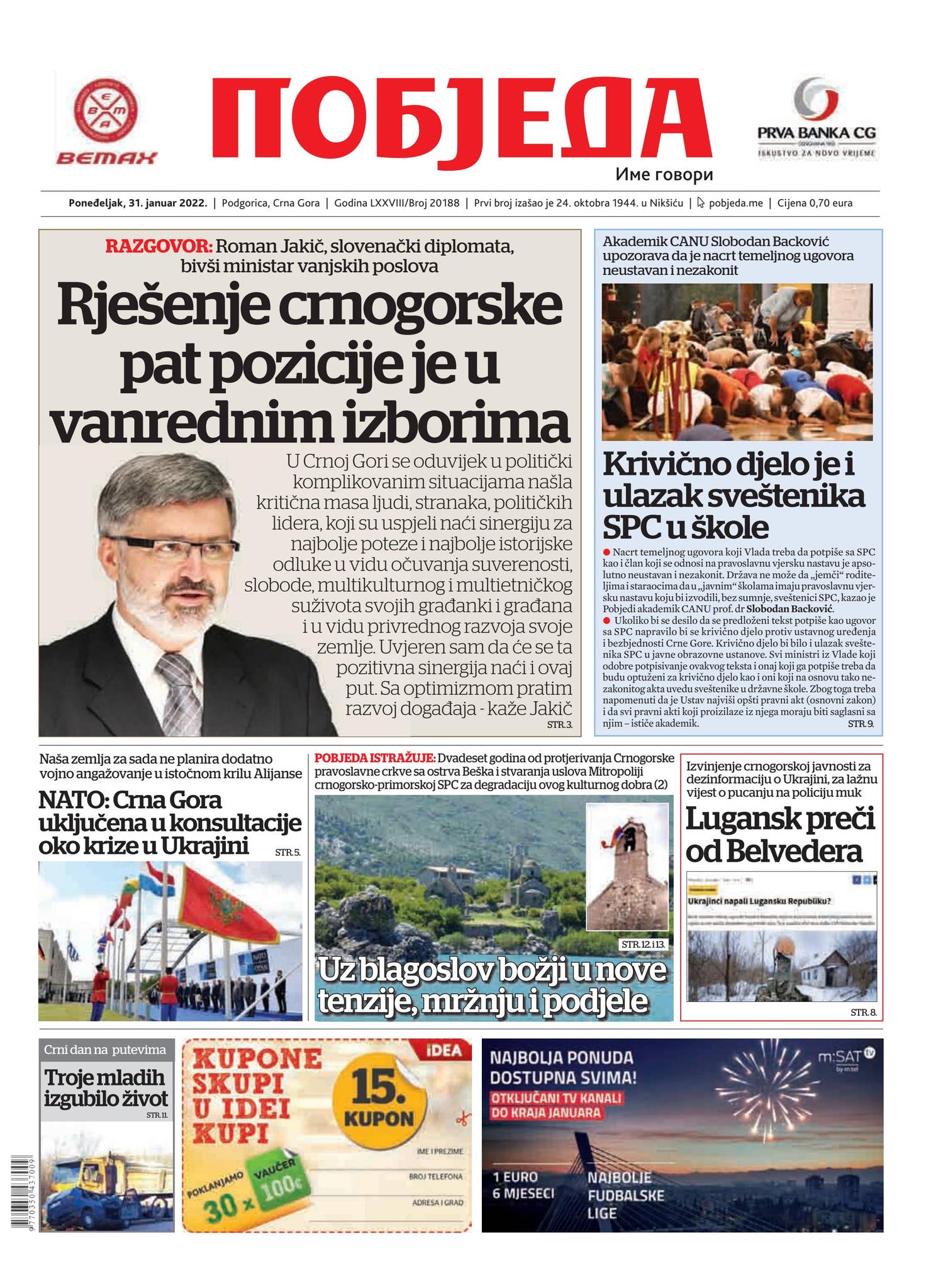 Dnevni list Pobjeda 31.01.2022. by Pobjeda - Issuu