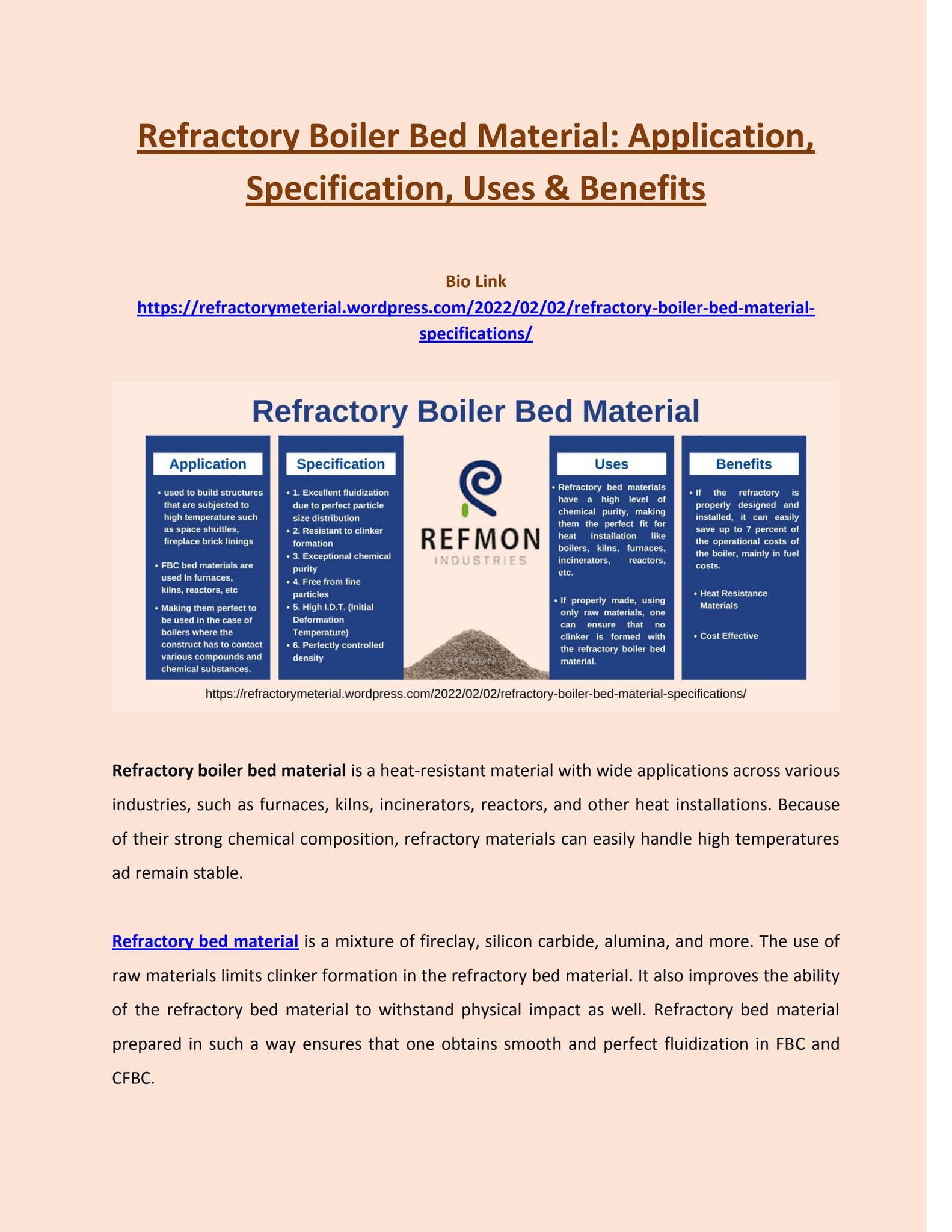 Refractory Boiler Bed Material: Application, Specification, Uses ...