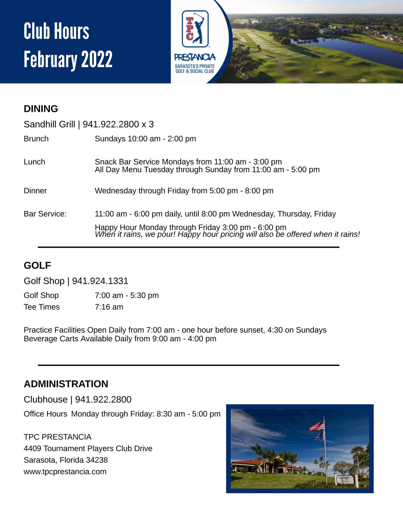 TPC Hours of Operation by Heritage Golf Group - Issuu