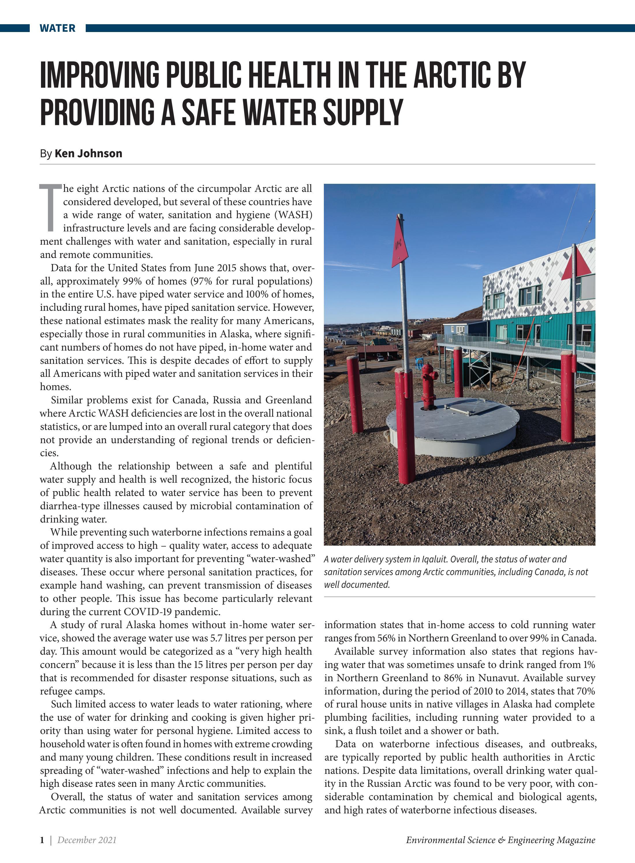Improving health in the Arctic with access to water by Kenneth Johnson ...