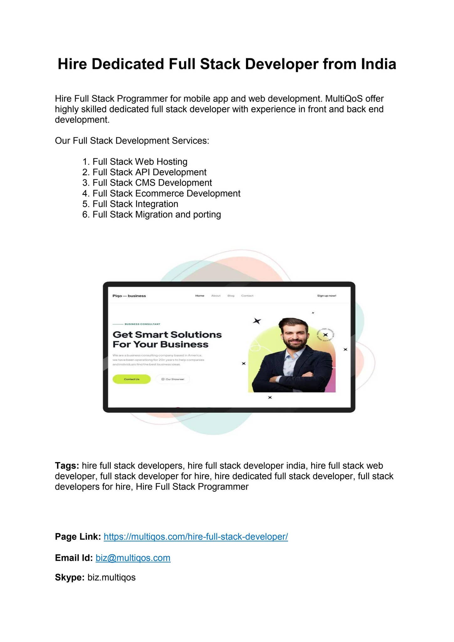 Hire Top Dedicated Full Stack Developer From Leading Mobile and Web Development Company India by ...