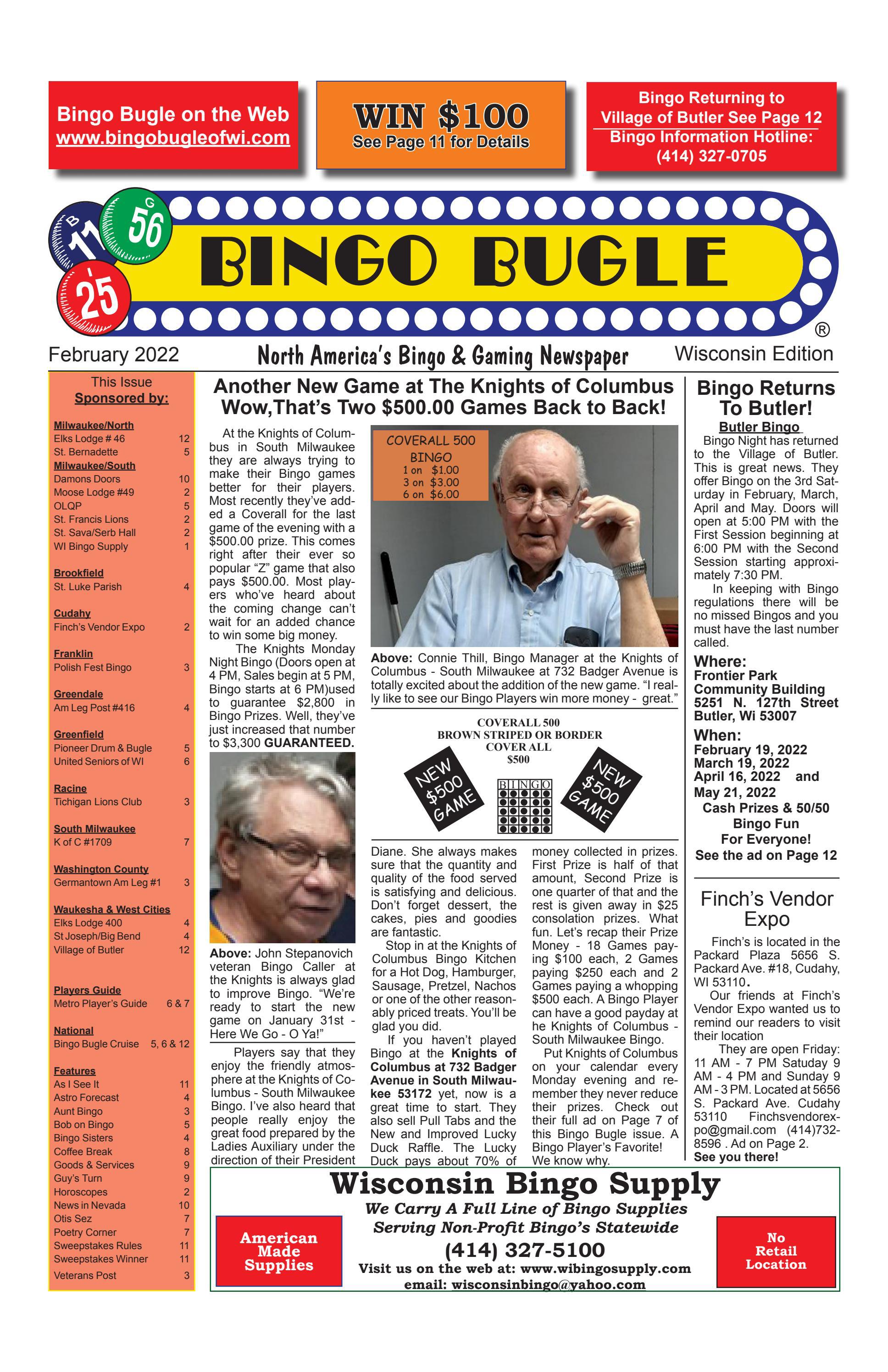 Bingo Bugle Wisconsin February Edition by Bingo Bugle of Wisconsin - Issuu
