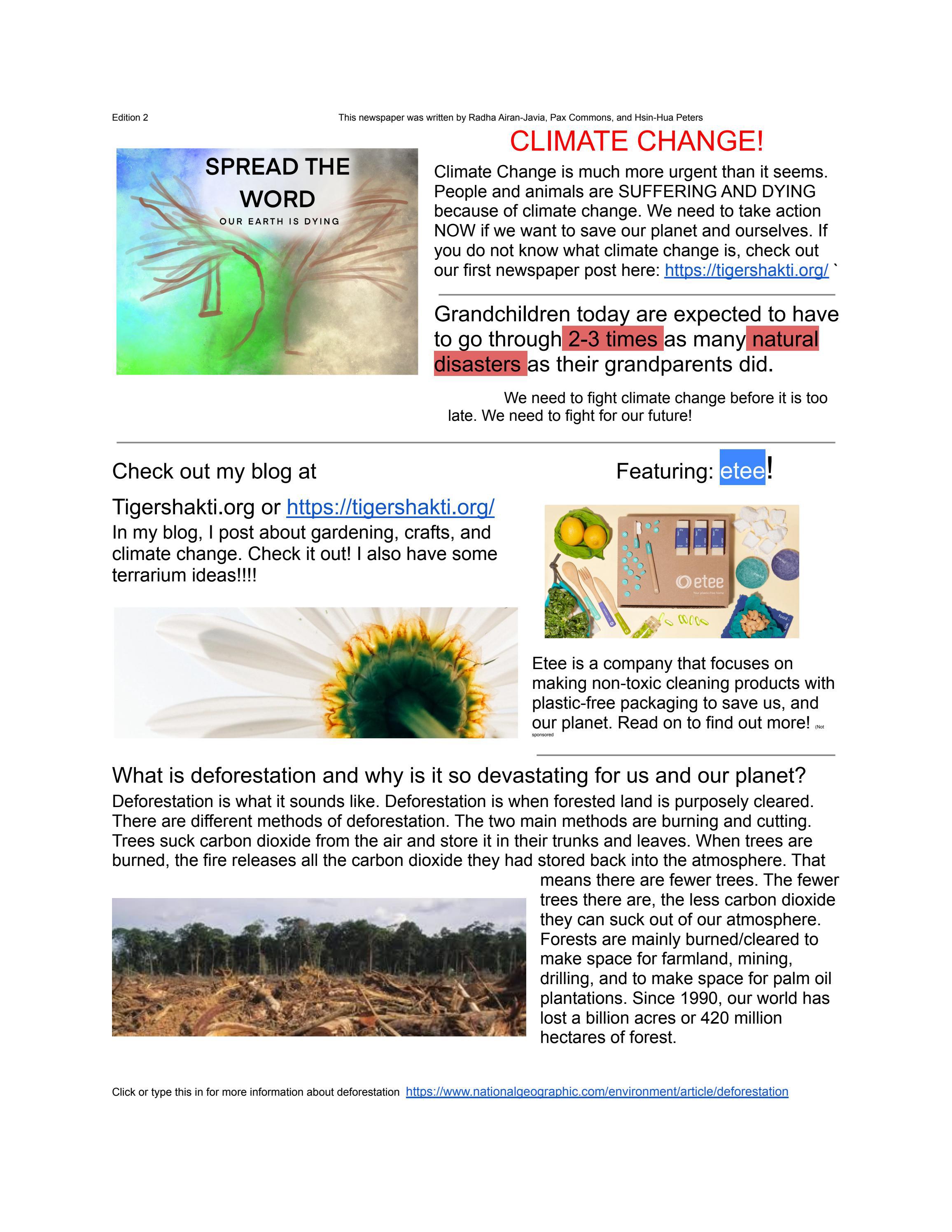 AFS Middle School Climate Change Newspaper by Abington Friends School ...