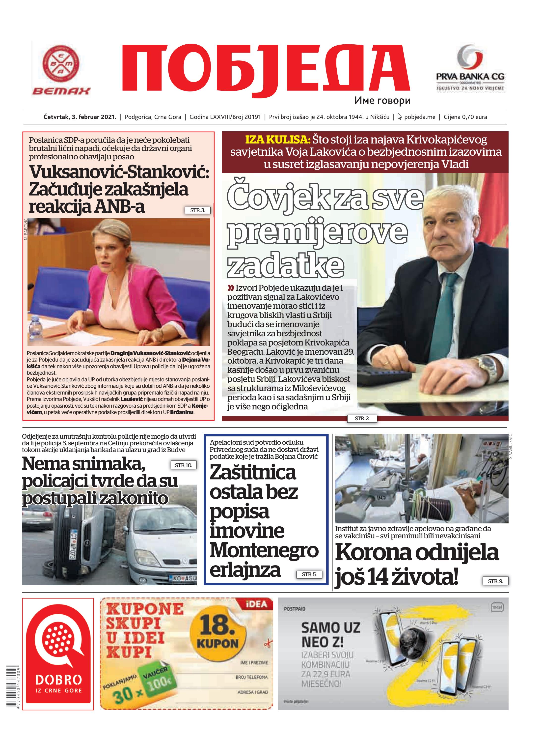 Dnevni list Pobjeda 03.02.2022. by Pobjeda - Issuu