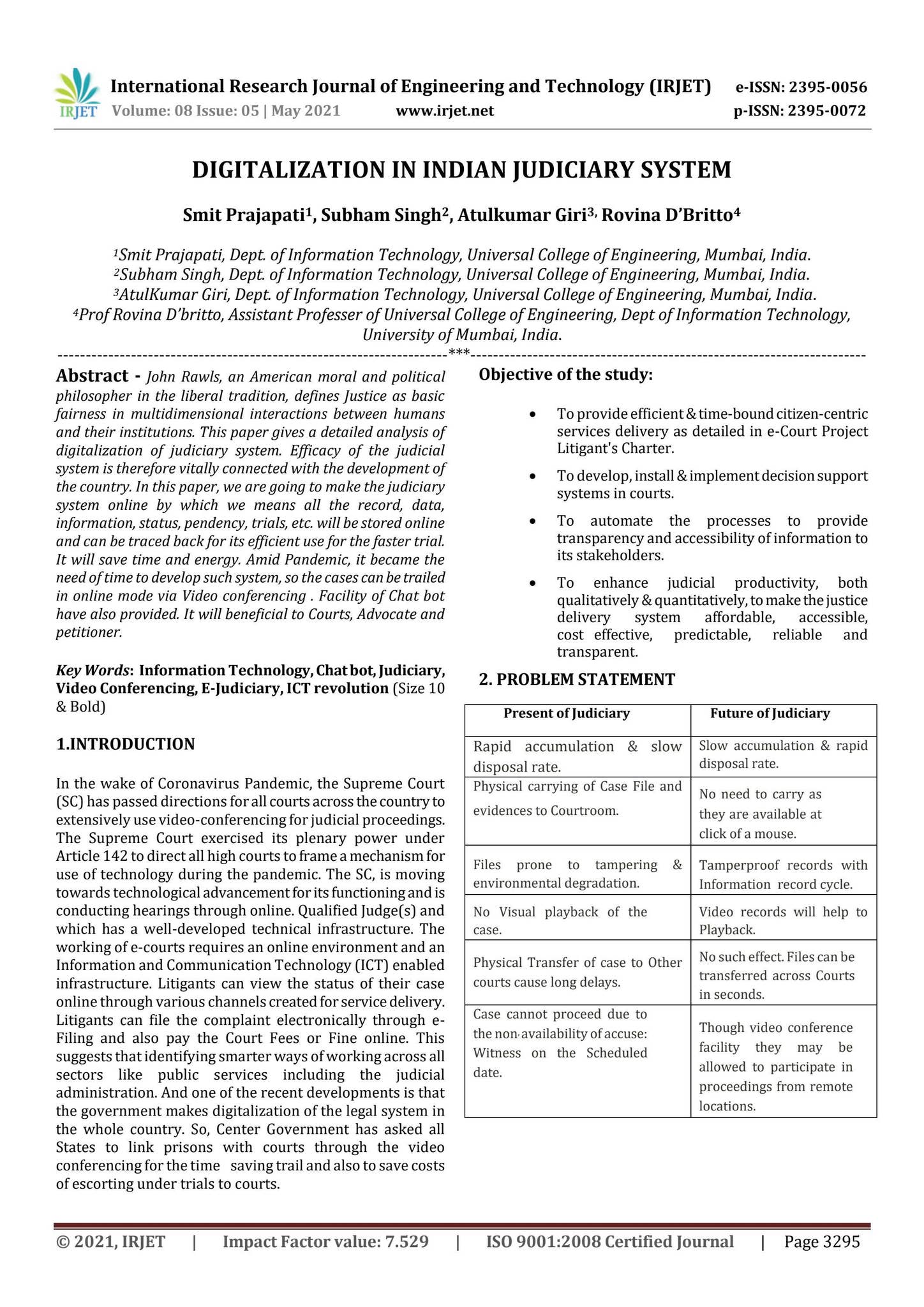 IRJET- Digitalization in Indian Judiciary System by IRJET Journal - Issuu