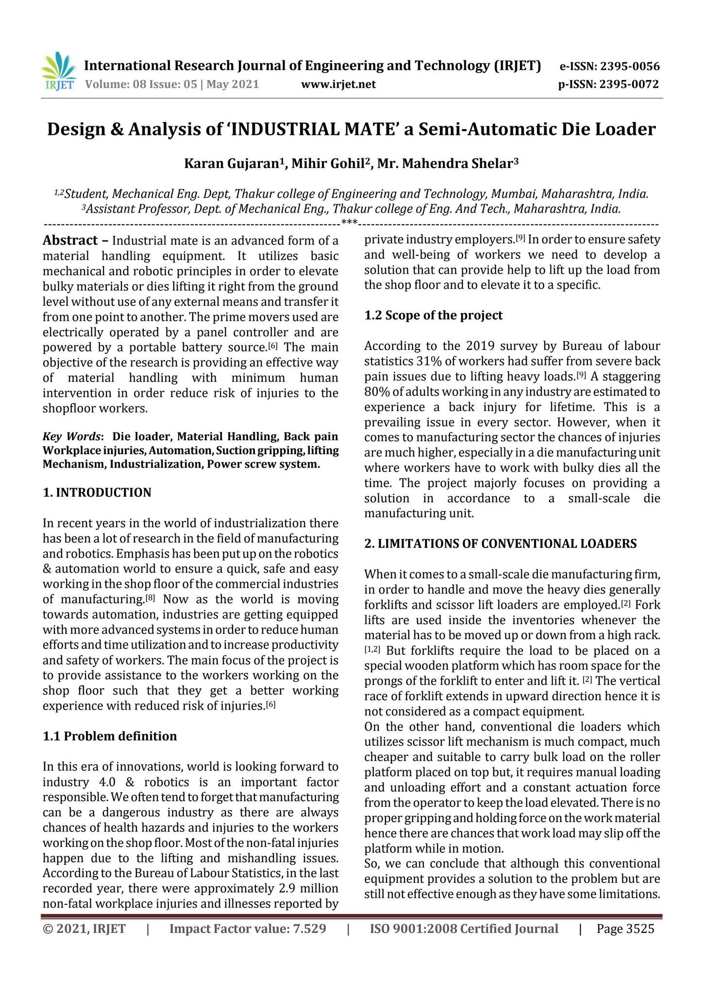 IRJET- Design & Analysis of ‘INDUSTRIAL MATE’ a Semi-Automatic Die ...