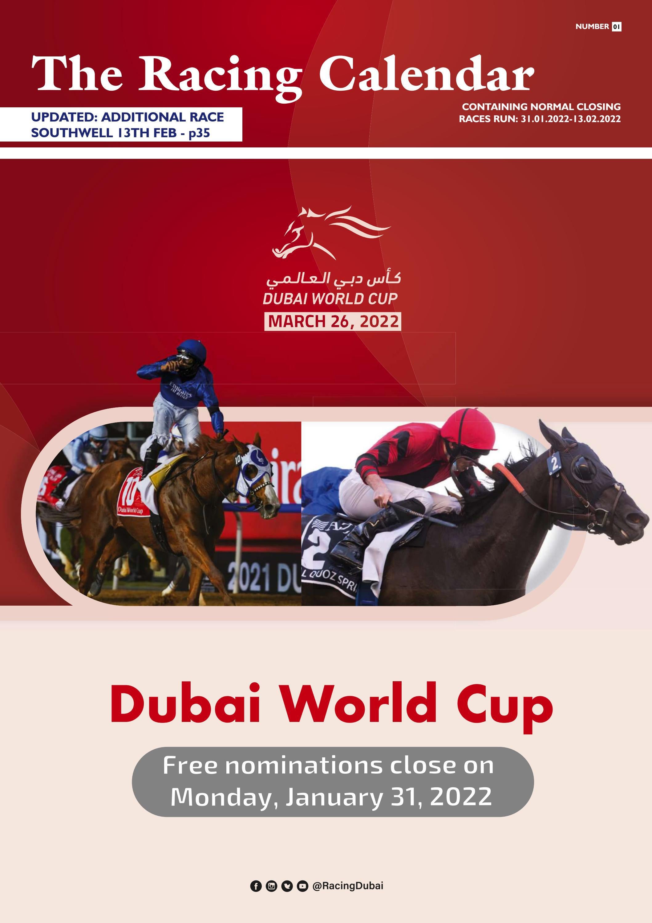 Racing Calendar - 31st January-13th February 2022 - Number 1 by ...