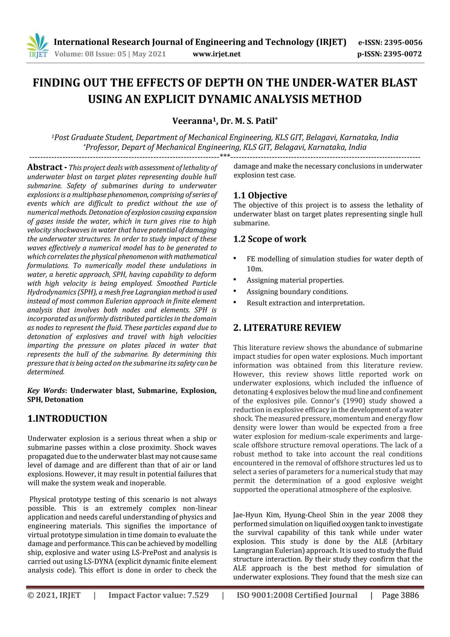 IRJET- Finding out the Effects of Depth on the Under-Water Blast using ...