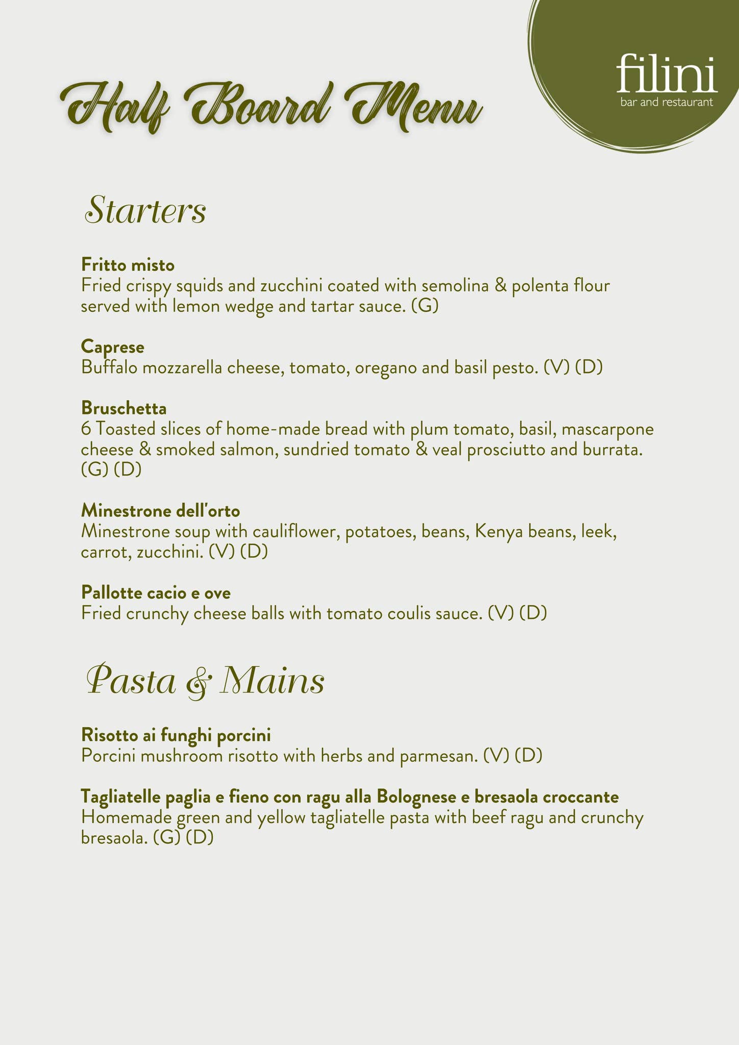 Filini Half Board Menu by Yas Plaza Hotels - Issuu