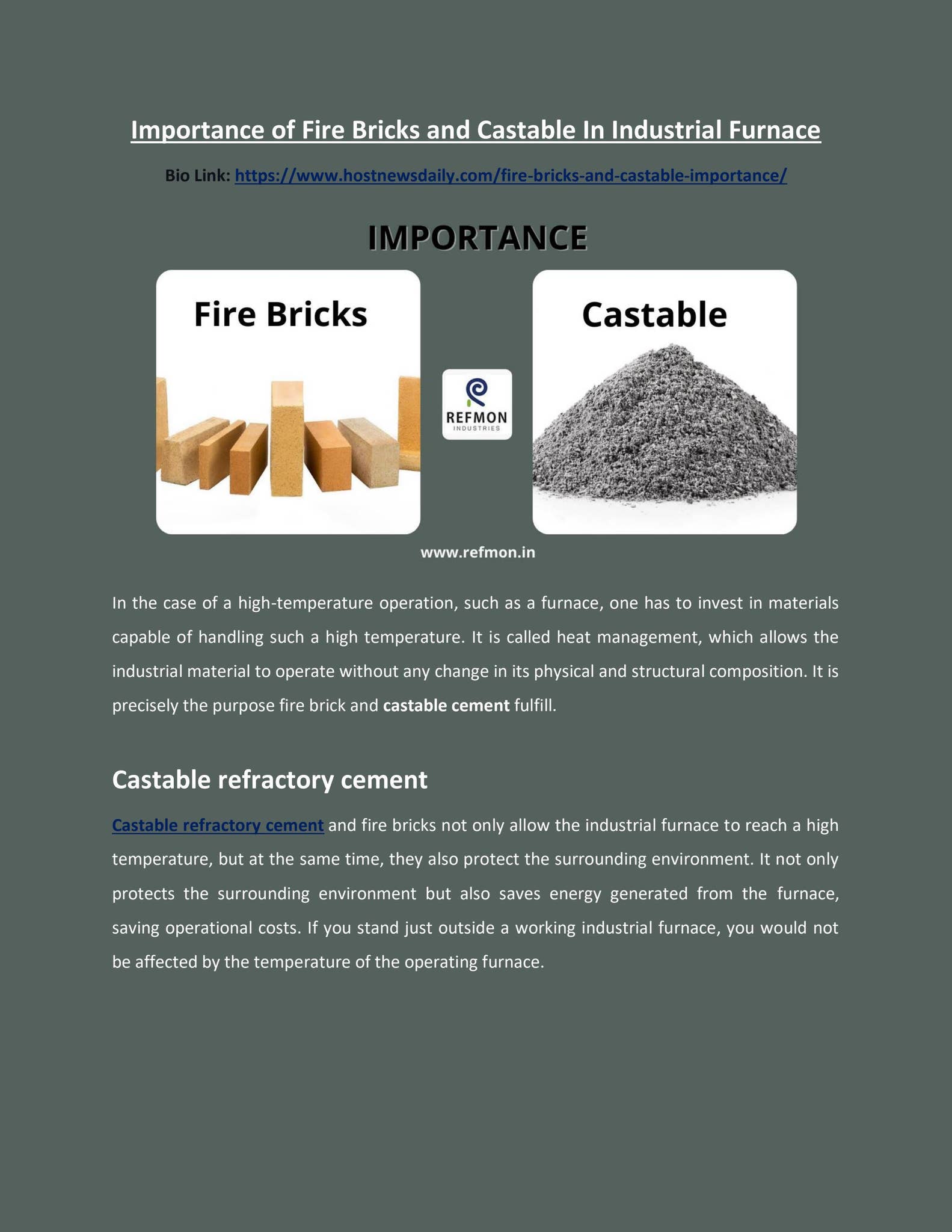 Specifications of Castable Refractory Cement and Fire Bricks by ...