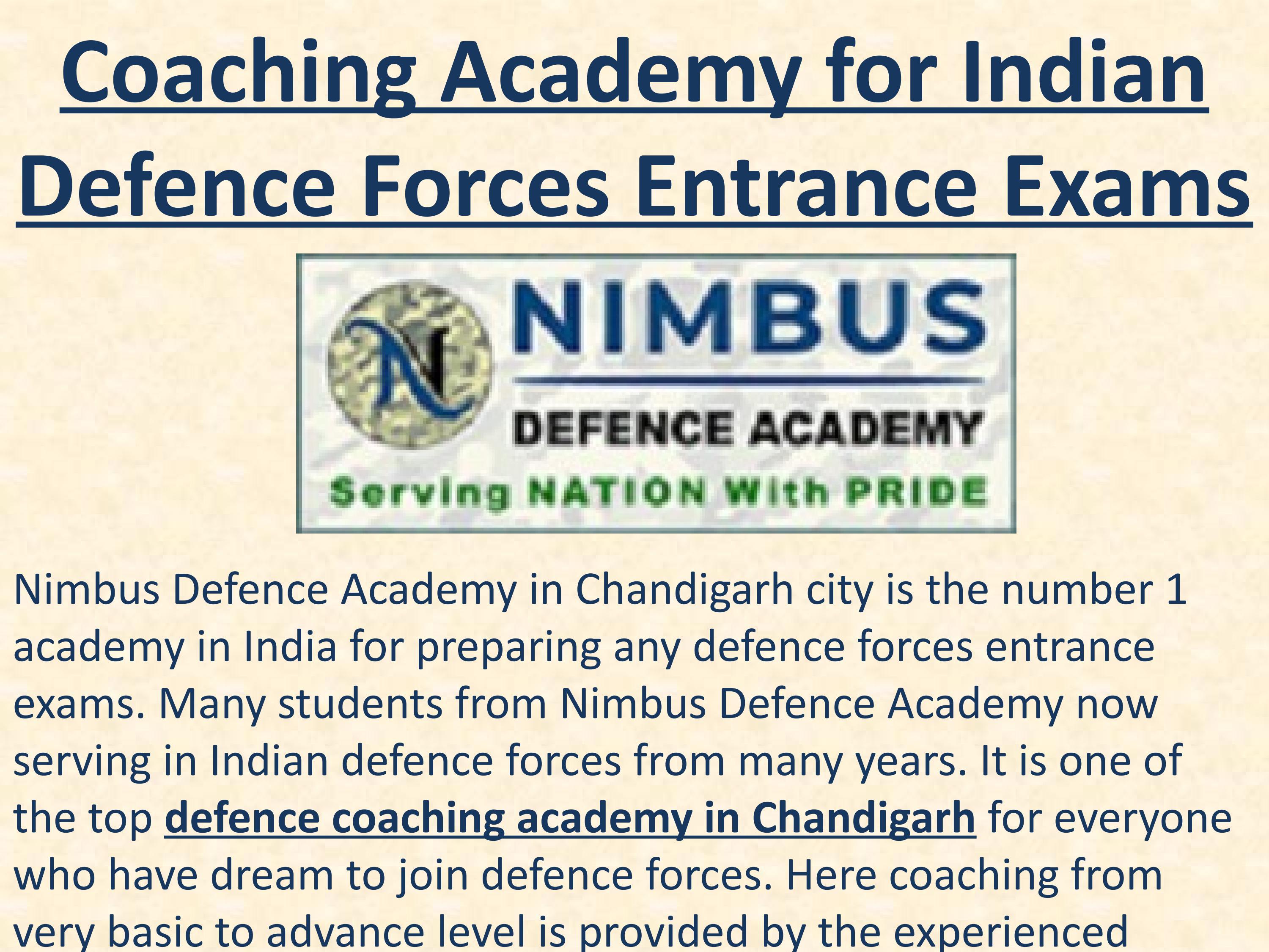 Coaching Academy for Indian Defence Forces Entrance Exams by Nimbus ...