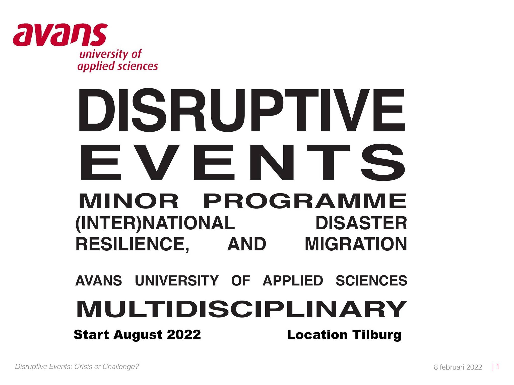 Presentation Disruptive Events, International Disaster, Resilience and ...