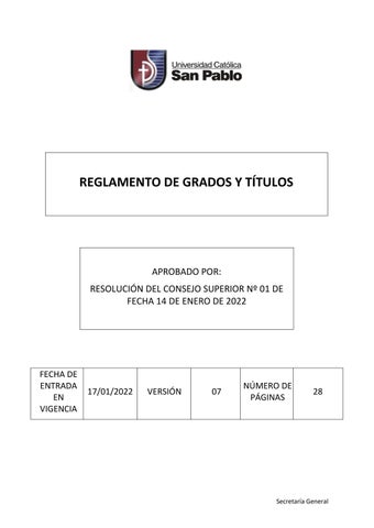 Reglamento de Grados y Títulos by Universidad Católica San Pablo - - Issuu
