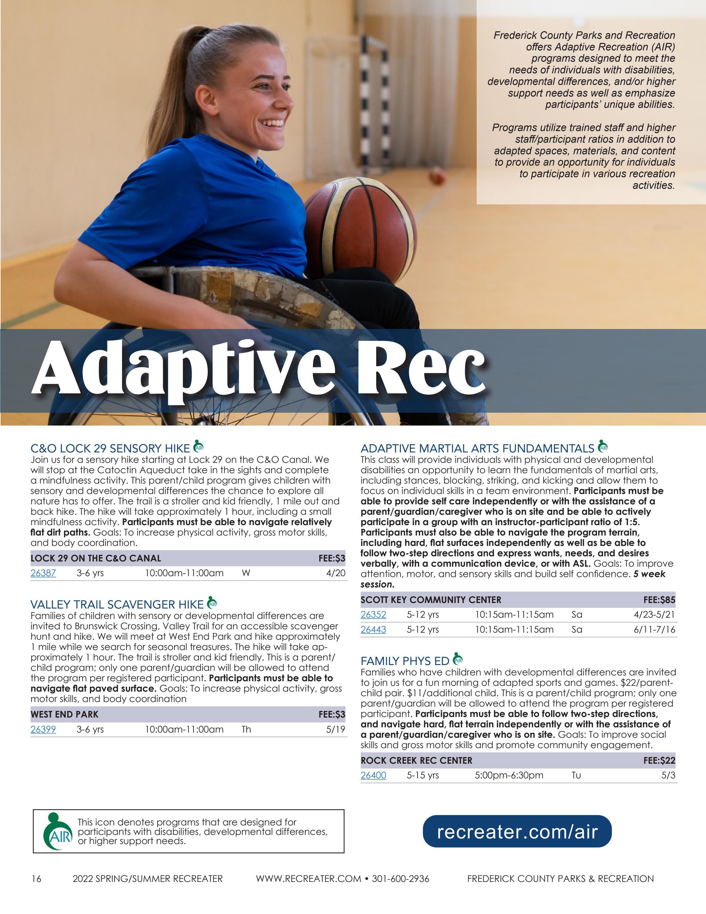 Adaptive Rec Brochure - Spring 2022 by Frederick County Parks and ...
