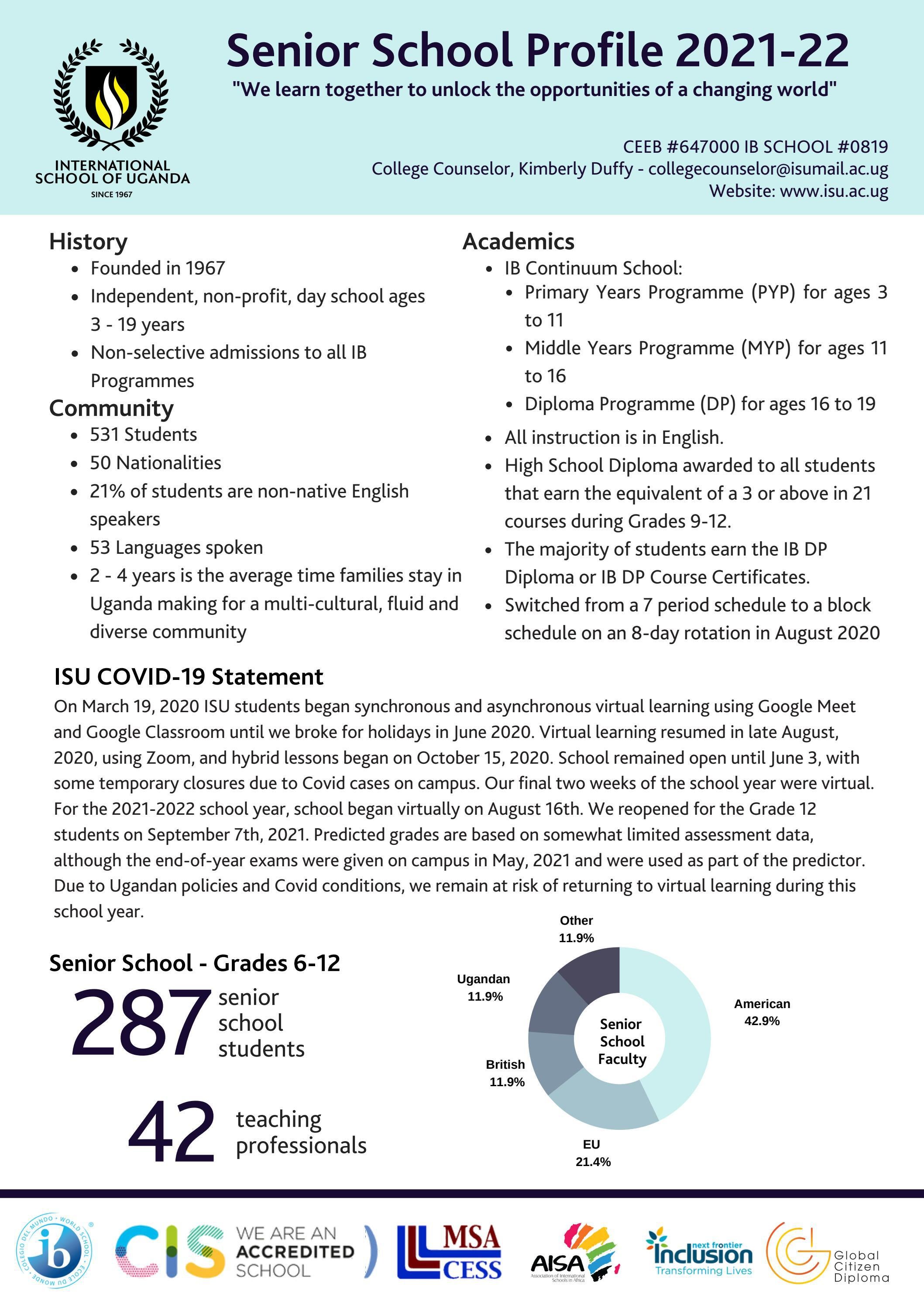 Senior School Profile 2021-22 by International School of Uganda - Issuu