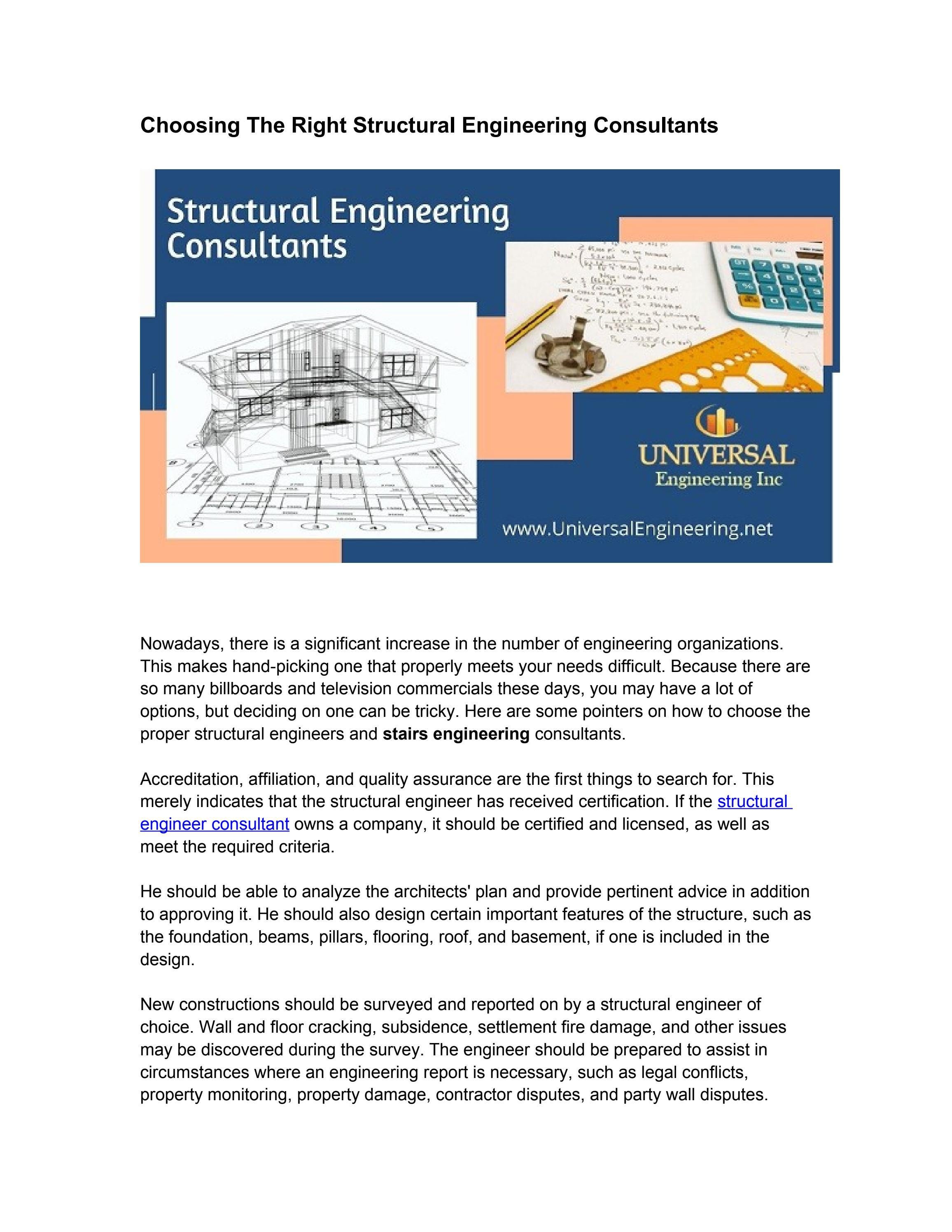 Choosing The Right Structural Engineering Consultants by universaleng05 - Issuu