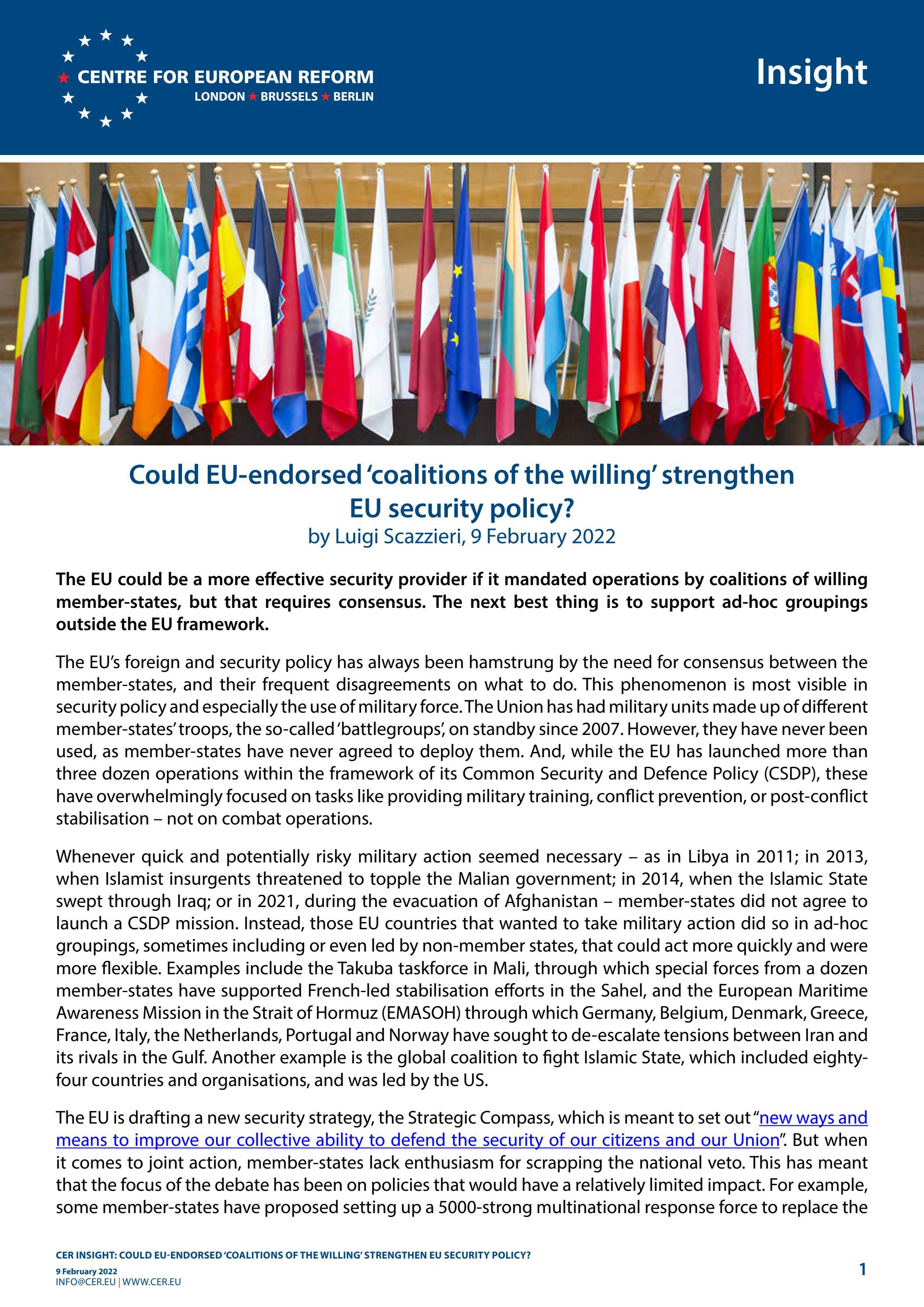 Could EU-endorsed 'coalitions of the willing' strengthen EU security ...