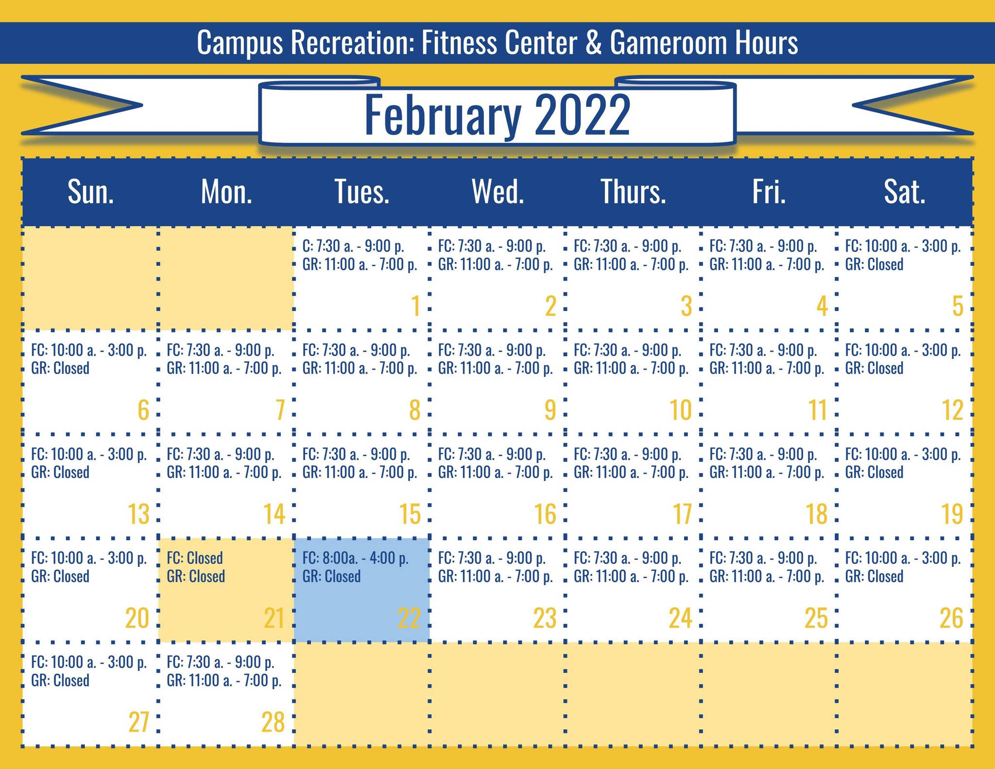 Hofstra University: Campus Recreation: Fitness Center & Game Room Hours ...