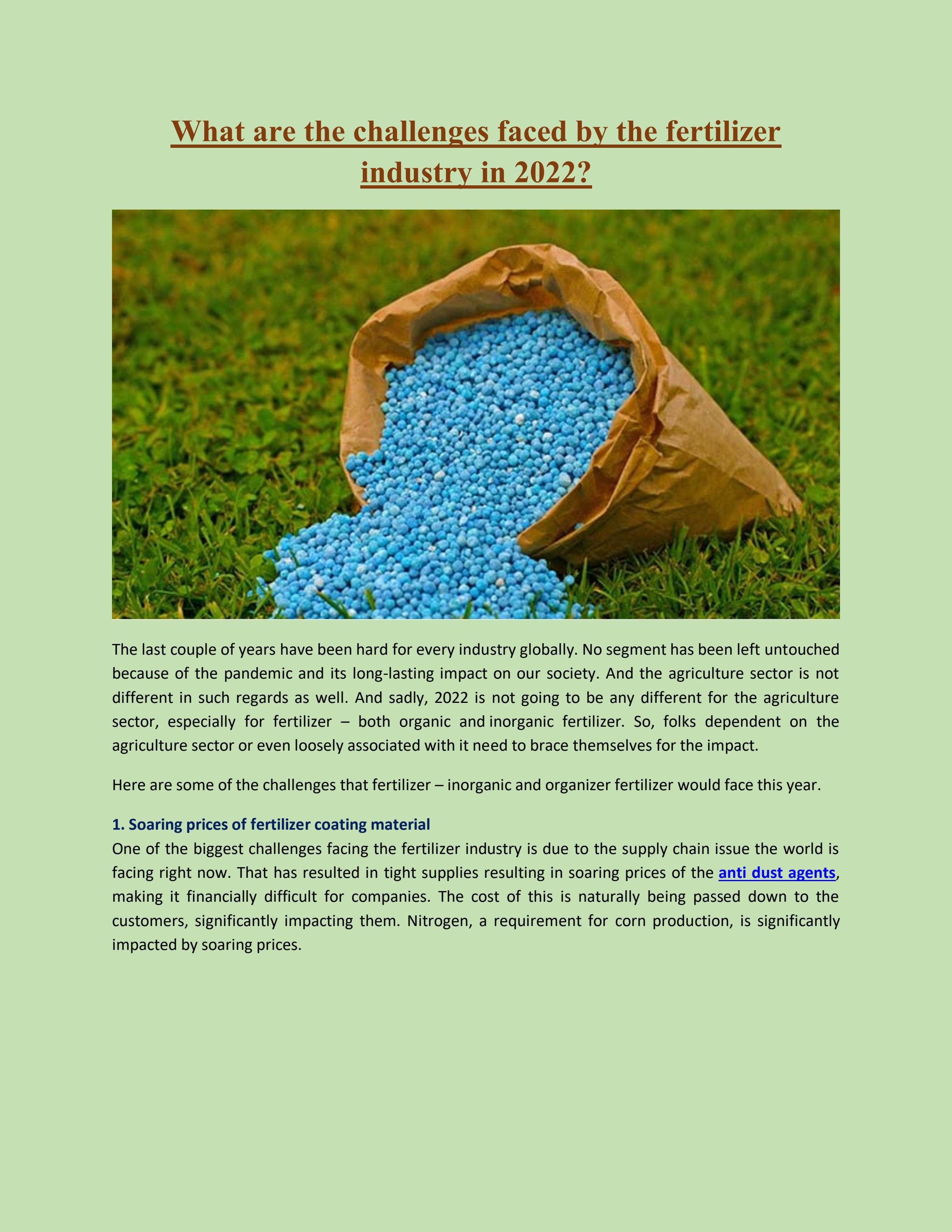 Challenges Faced By The Fertilizer Industry In 2022 by Devika Mathur ...