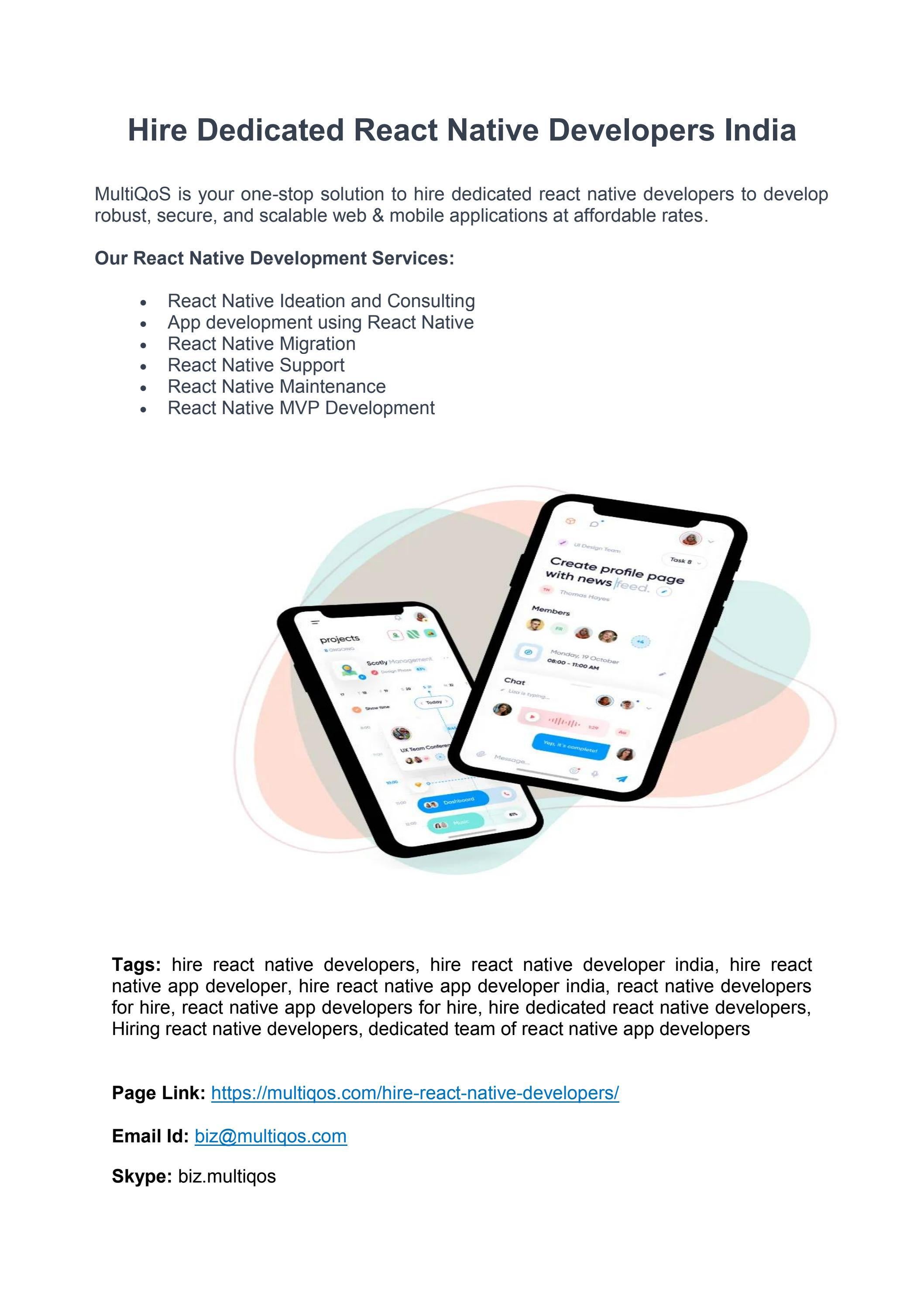 Hire Dedicated React Native Developers India by Multiqostech - Issuu
