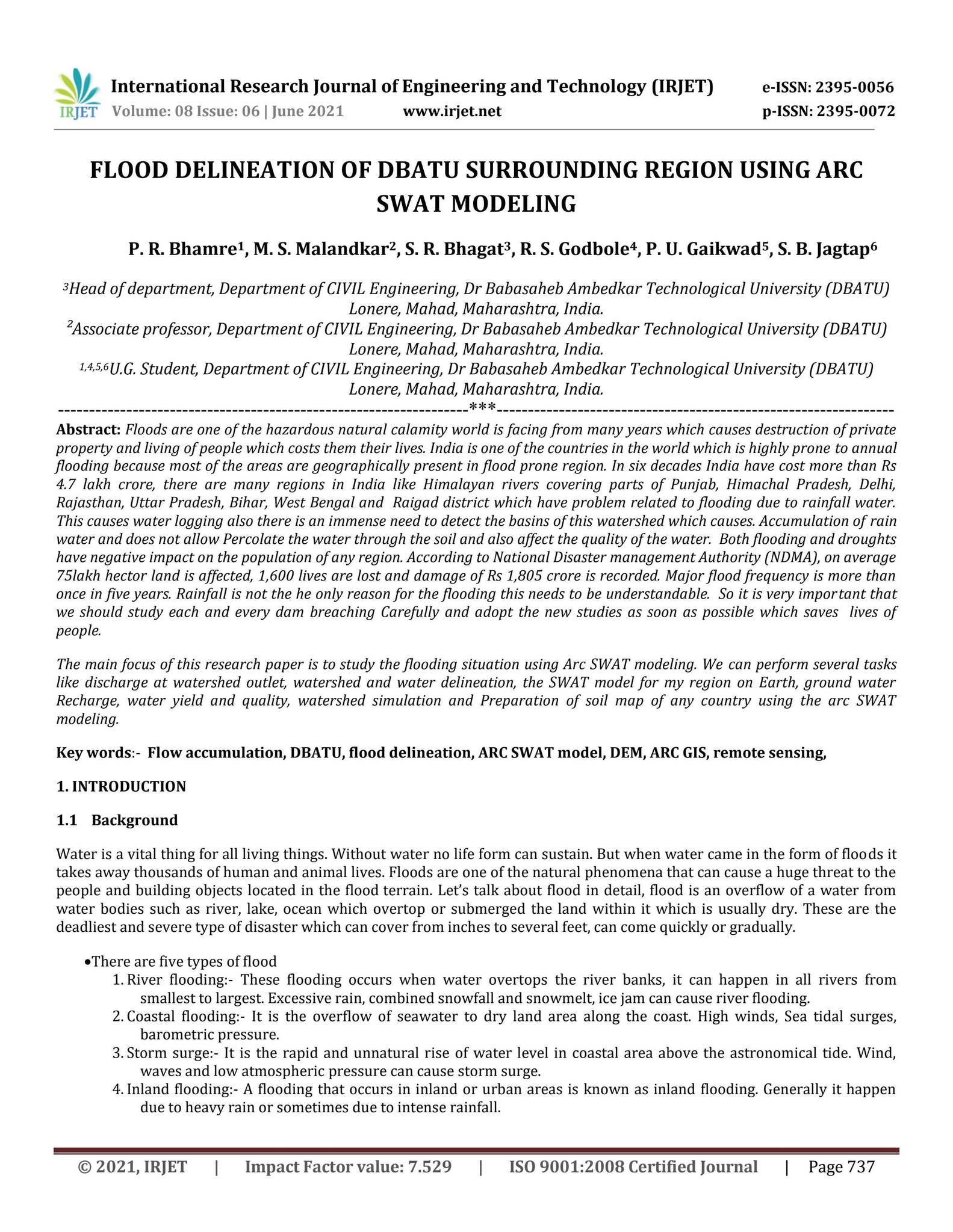 IRJET- Flood Delineation of Dbatu Surrounding Region using ARC Swat ...