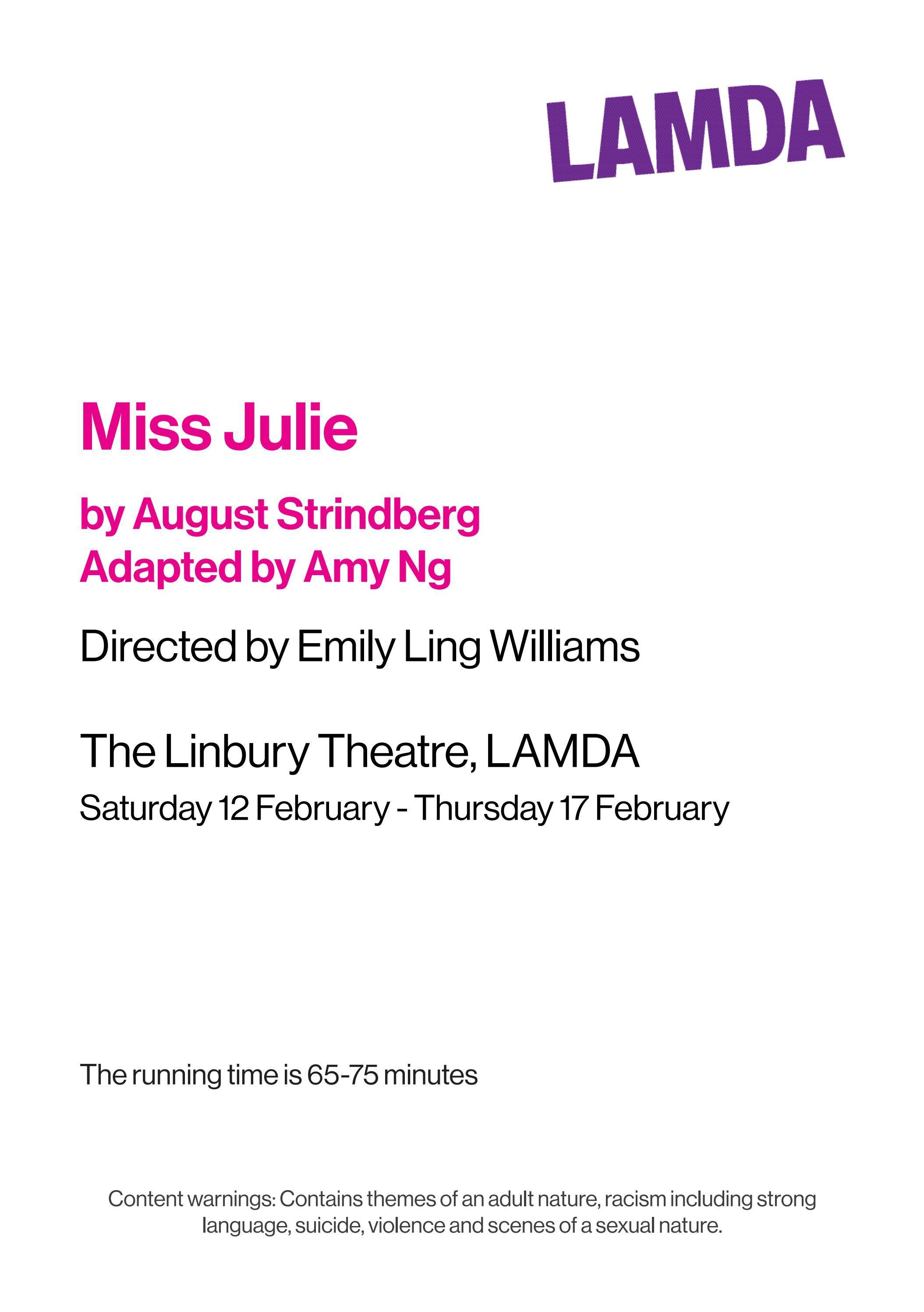 Miss Julie Cast Sheet by LAMDA - Issuu