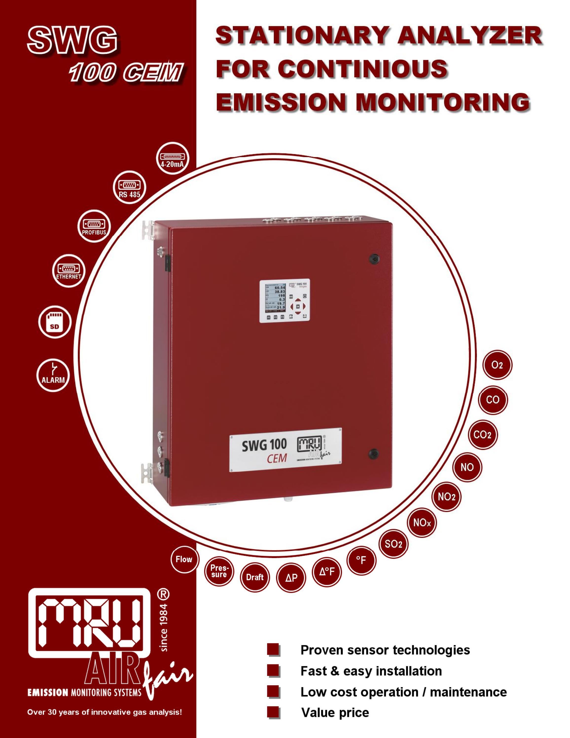 SWG 100 CEM - Stationary Gas Analyzer | MRULab by MRU Instruments - MRU ...