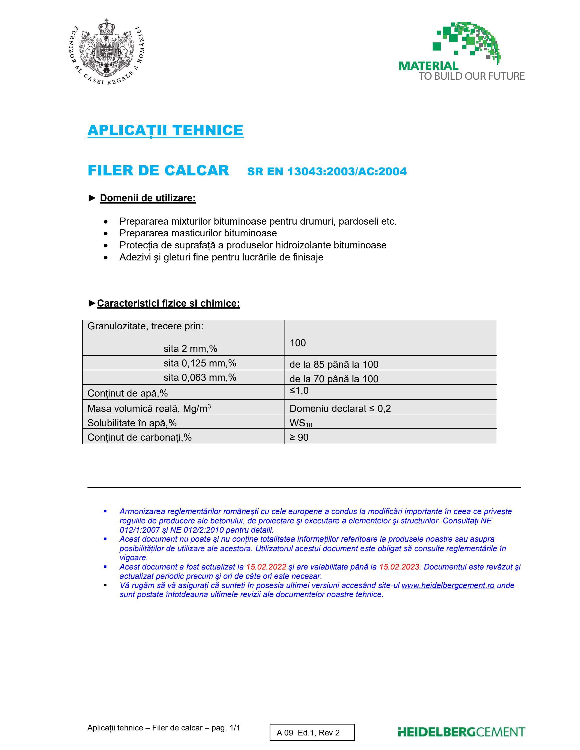 Aplicații tehnice – Filer de calcar 2022 by HeidelbergCement Romania ...