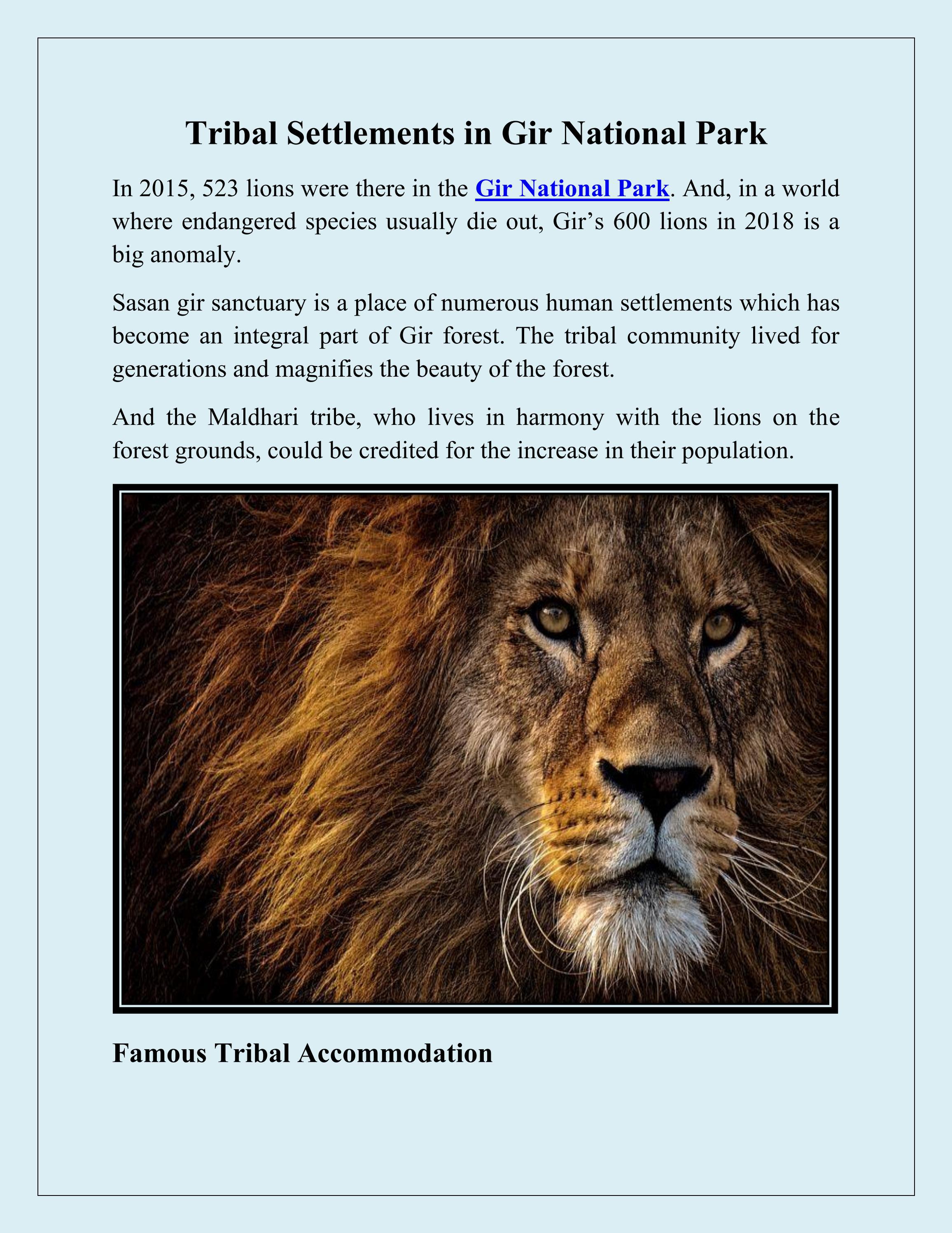 Tribal Settlements in Gir National Park by GirLionSafari - Issuu