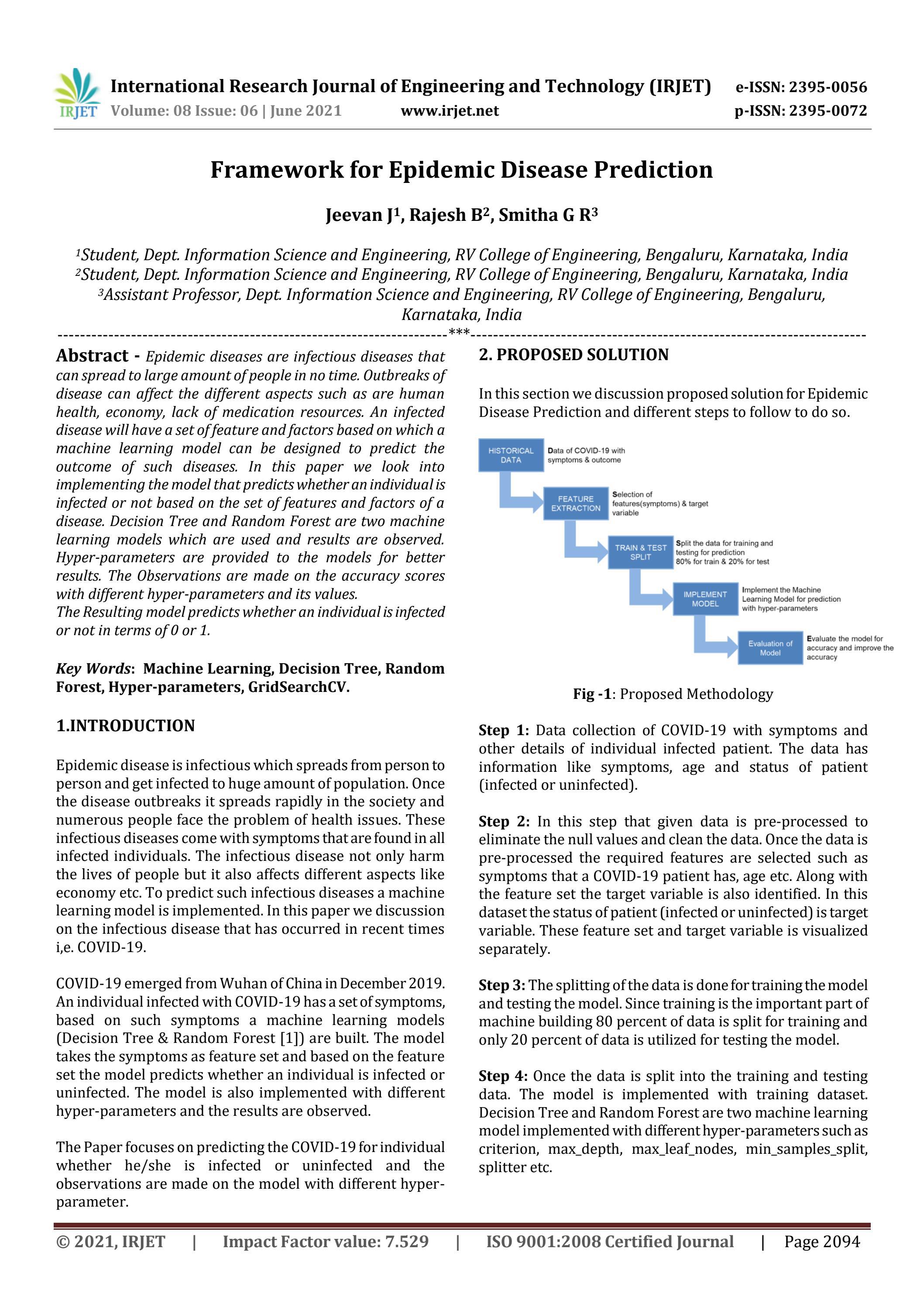 IRJET- Framework for Epidemic Disease Prediction by IRJET Journal - Issuu