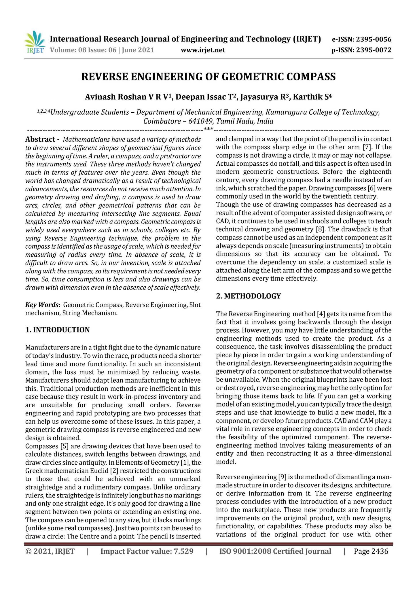 IRJET- Reverse Engineering of Geometric Compass by IRJET Journal - Issuu