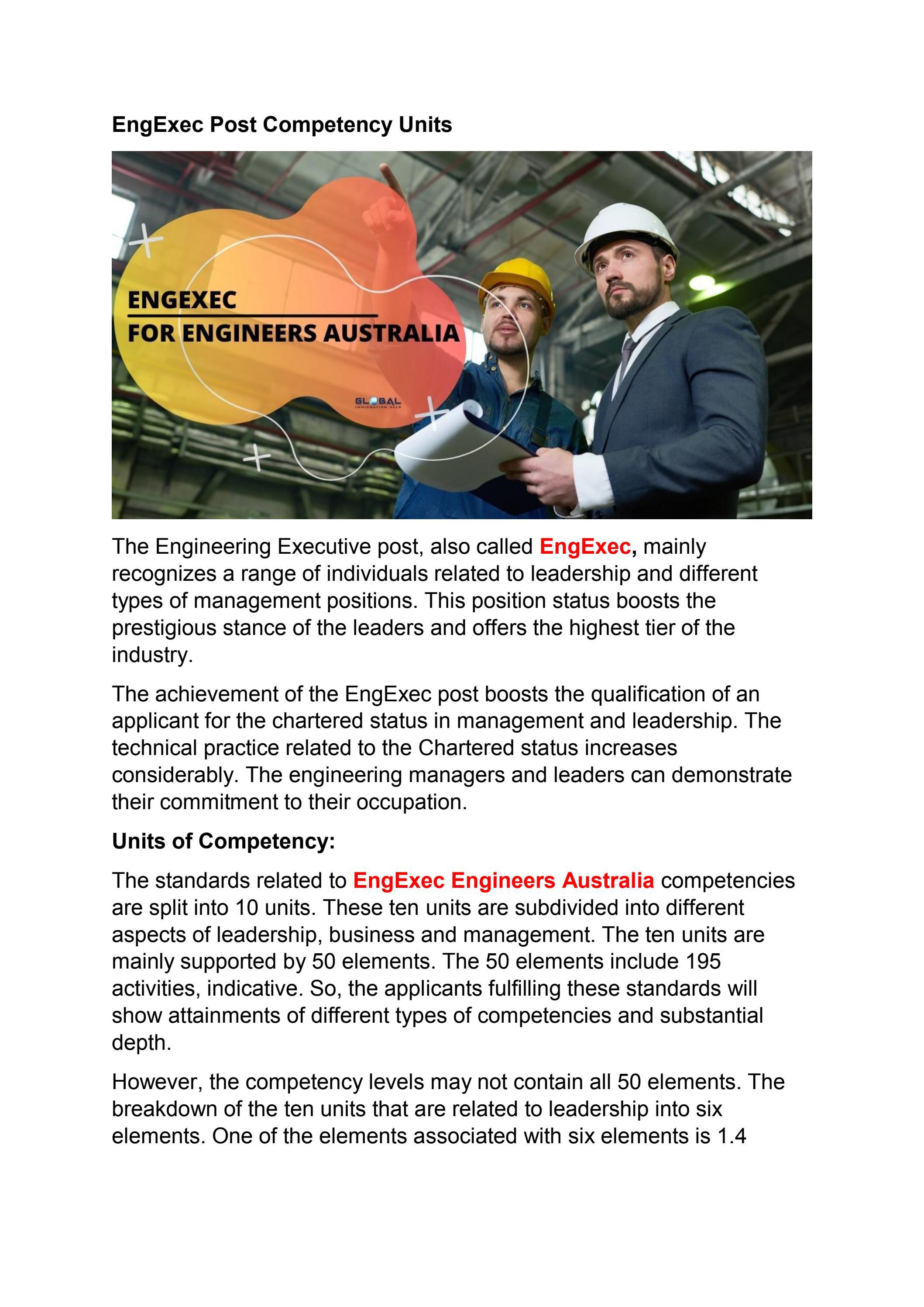 EngExec Post Competency Units by Globalimmigrationhelp - Issuu