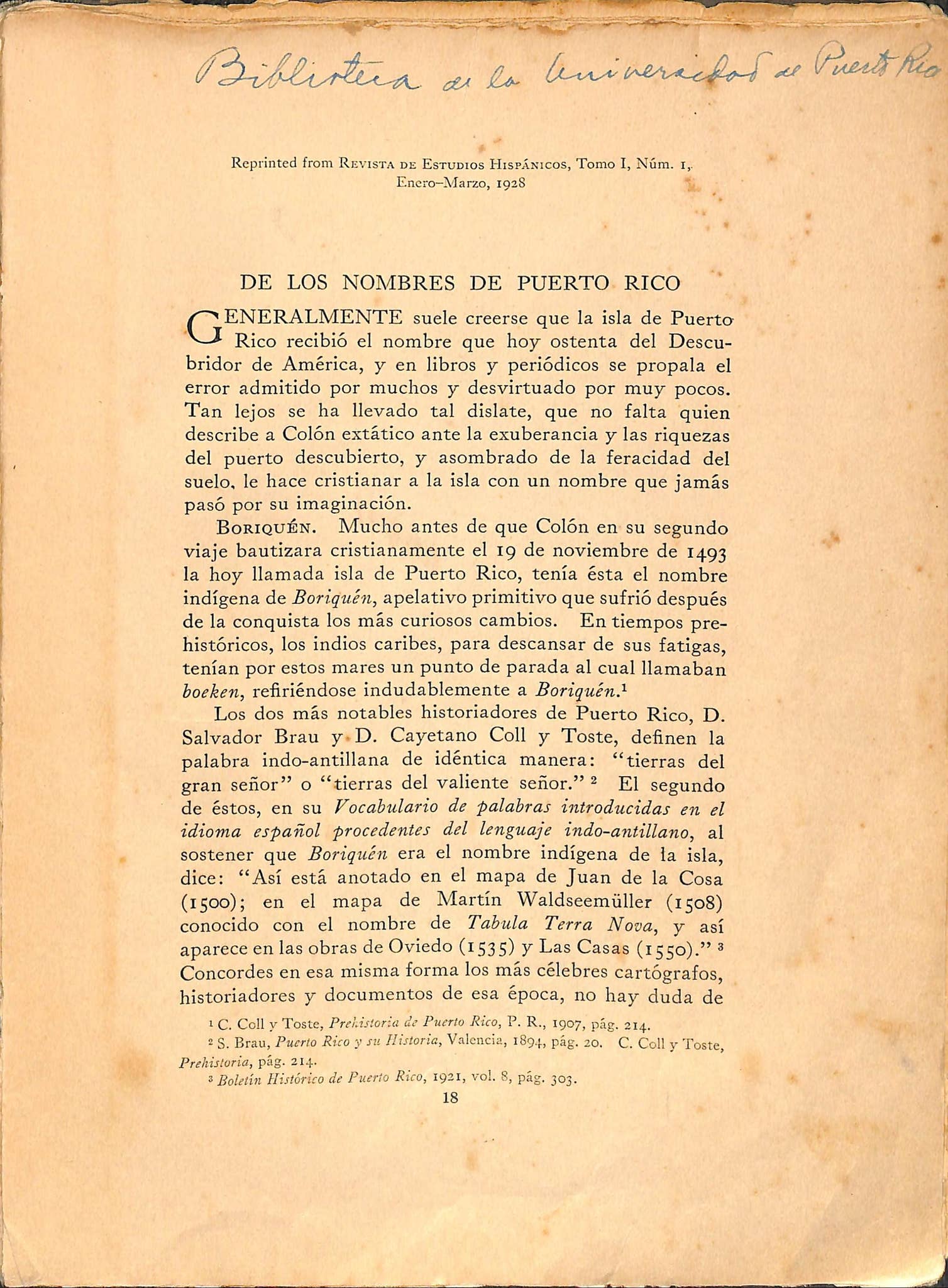 De los nombre de Puerto Rico (1928) by La Colección Puertorriqueña - Issuu