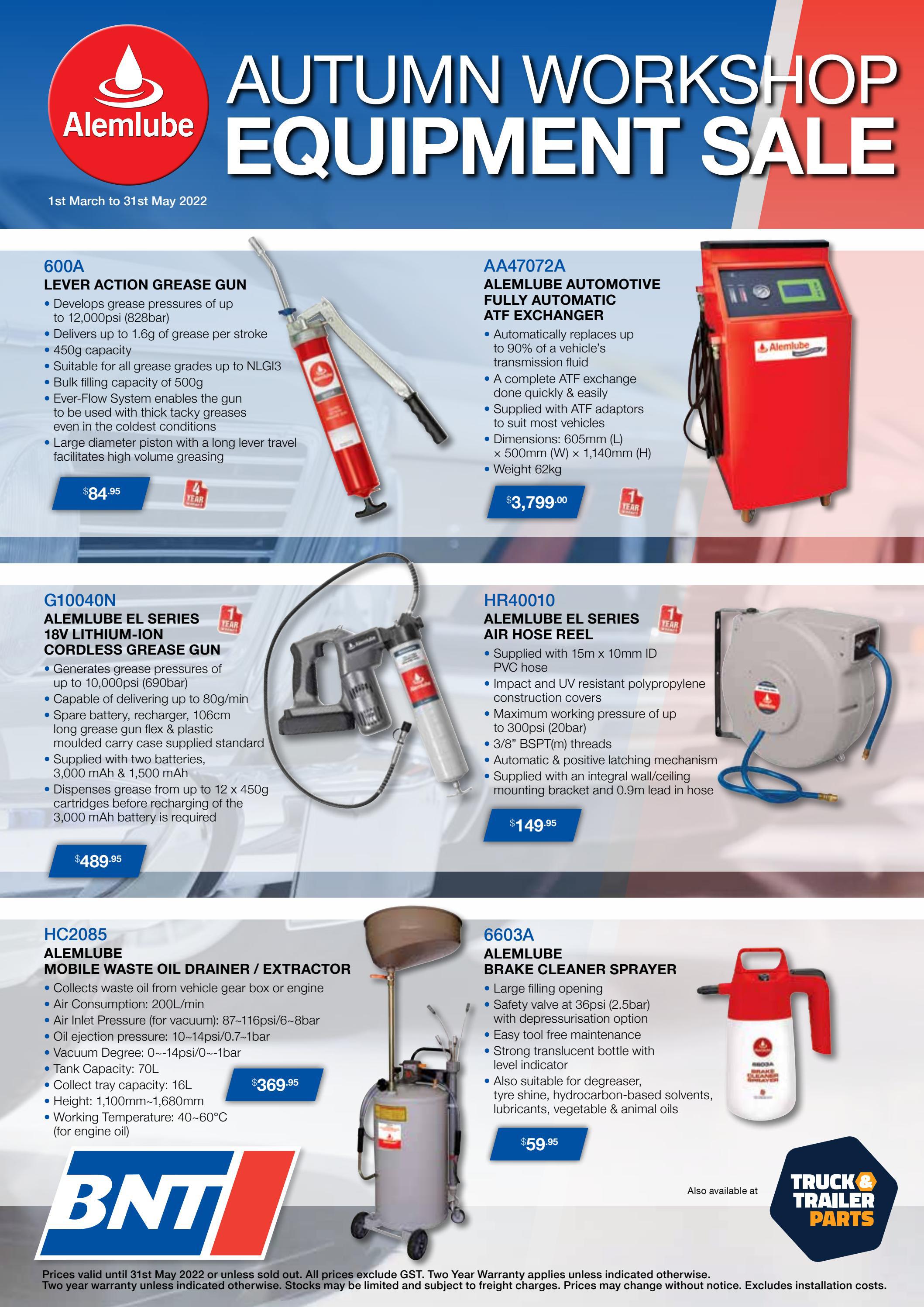 BNT Autumn Workshop Equipment Sale by AlemlubeAustralia - Issuu