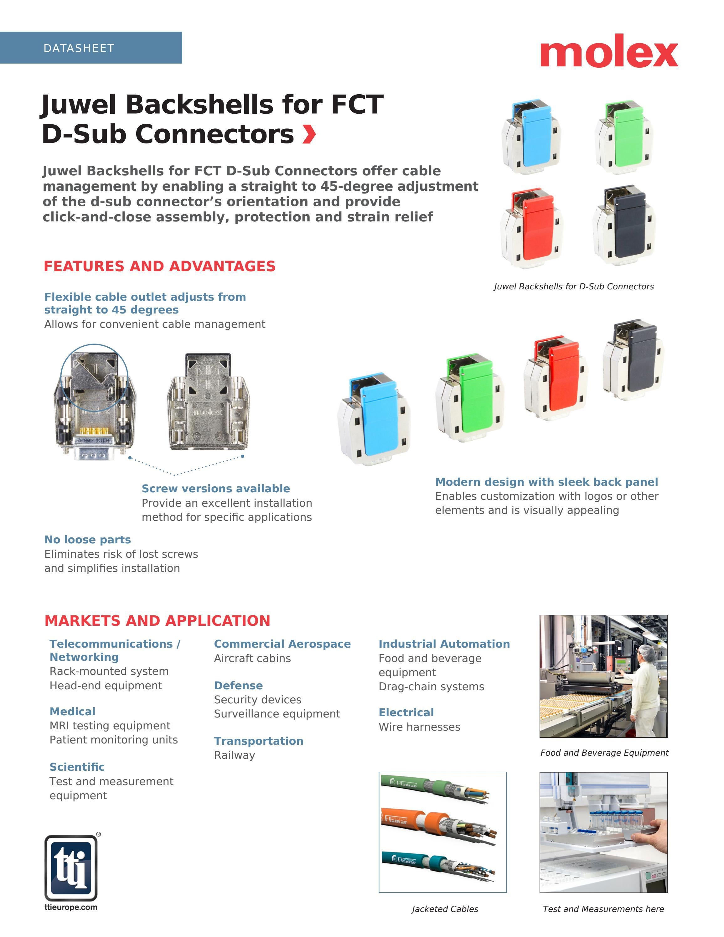 Juwel Backshells for FCT D-Sub Connectors - Datasheet by TTI, Inc. - Issuu
