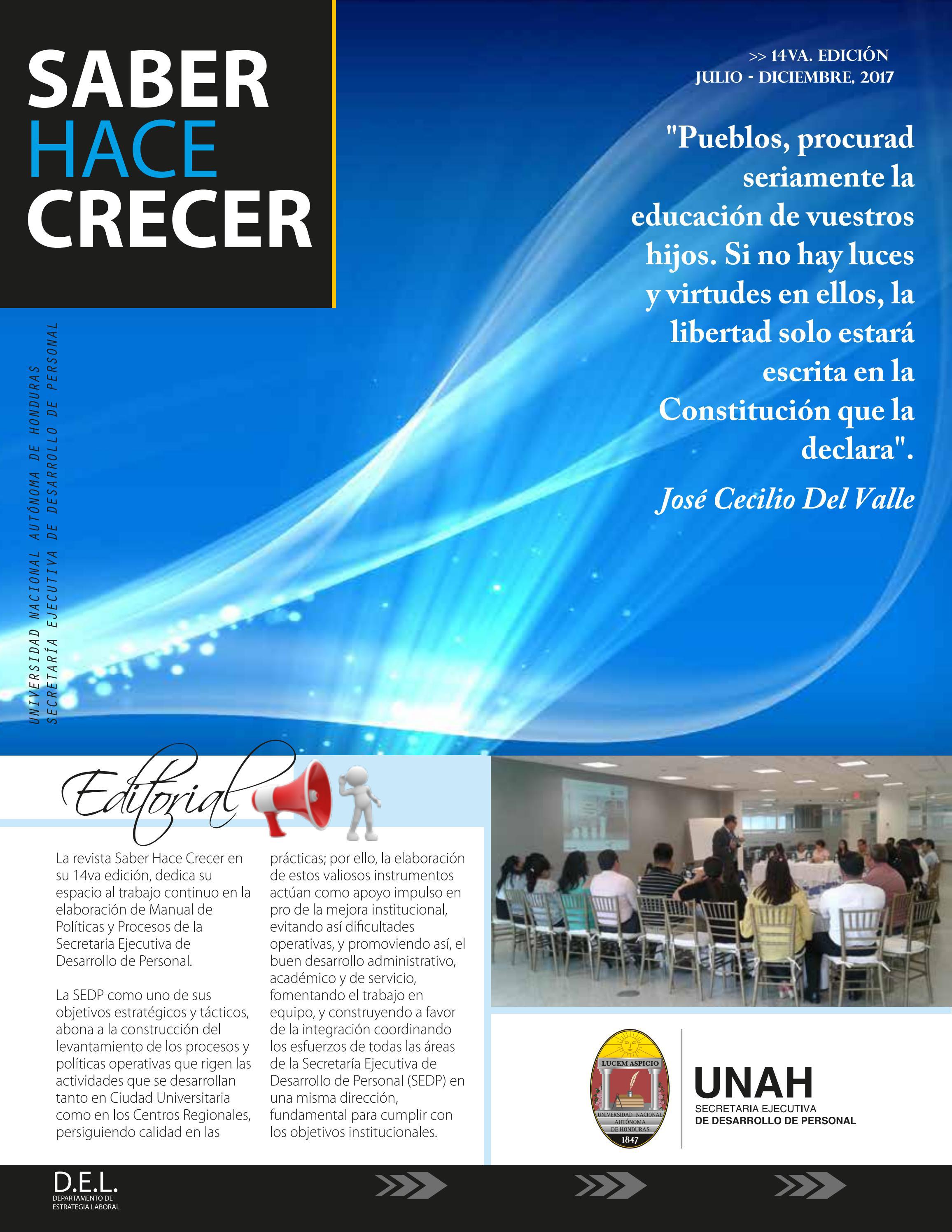 Revista Saber Hace Crecer N° 14 by Recursos Humanos UNAH - Issuu